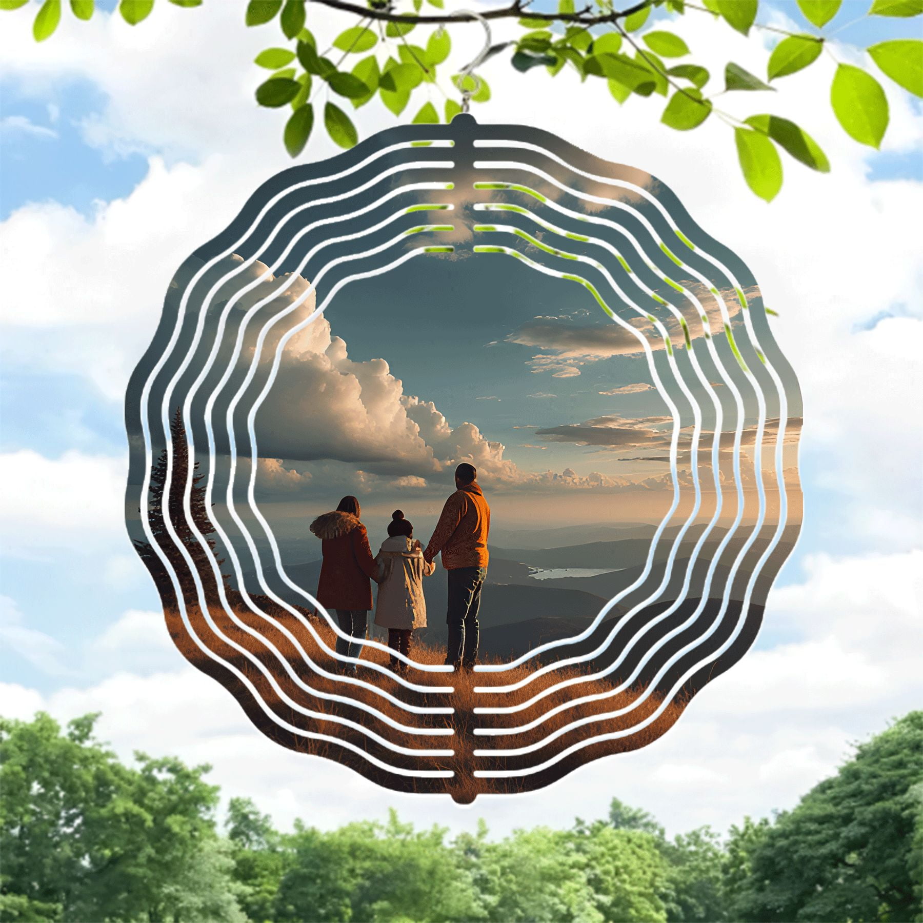 Elegant Metal Hanging Wind Spinners & Chimes - Circular Wave Design for ...
