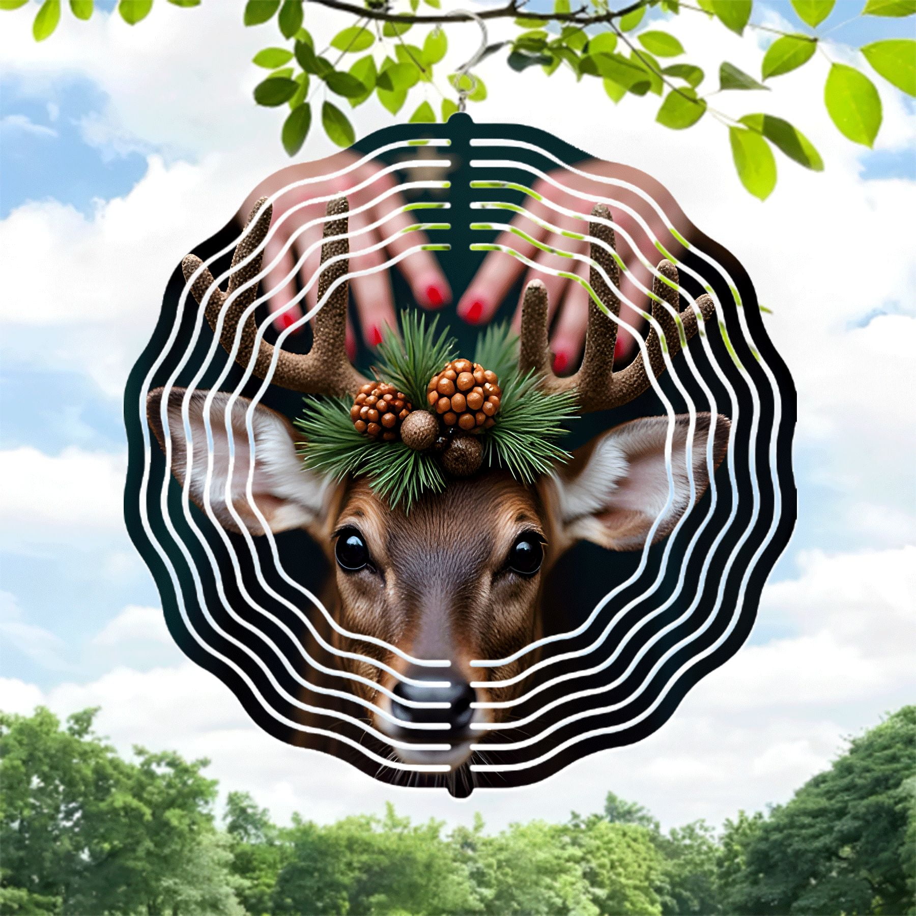 Elegant Metal Hanging Wind Spinners & Chimes - Concentric Wave Design ...