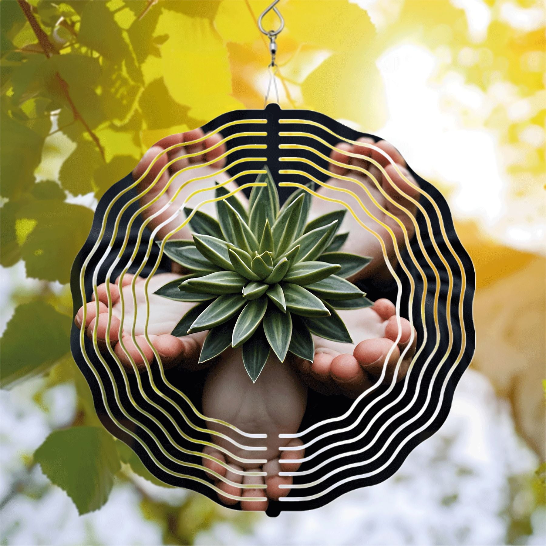 Elegant Metal Hanging Wind Spinners & Chimes - Dynamic Wave Patterns ...