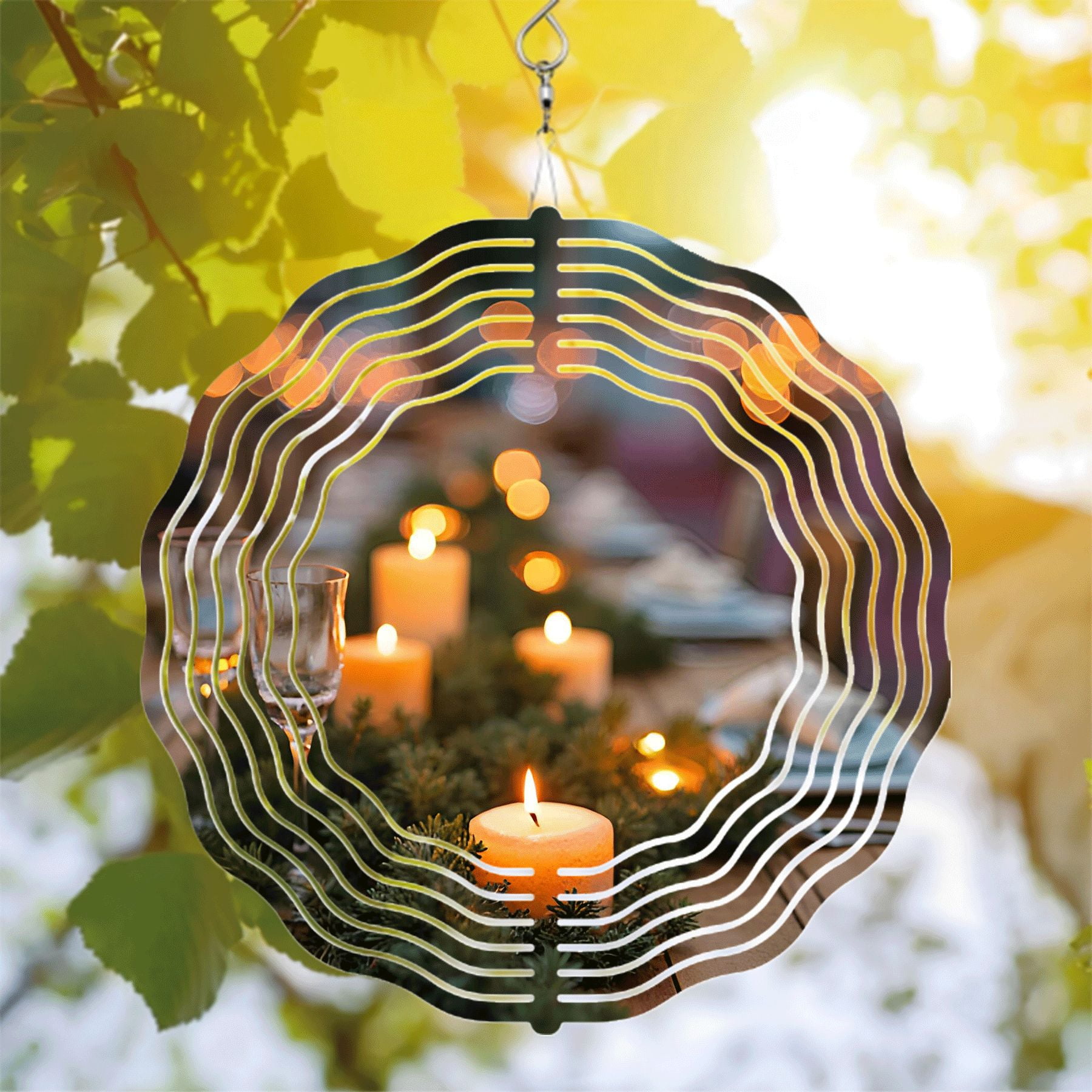 Elegant Metal Hanging Wind Spinners & Chimes - Modern Circular Design ...