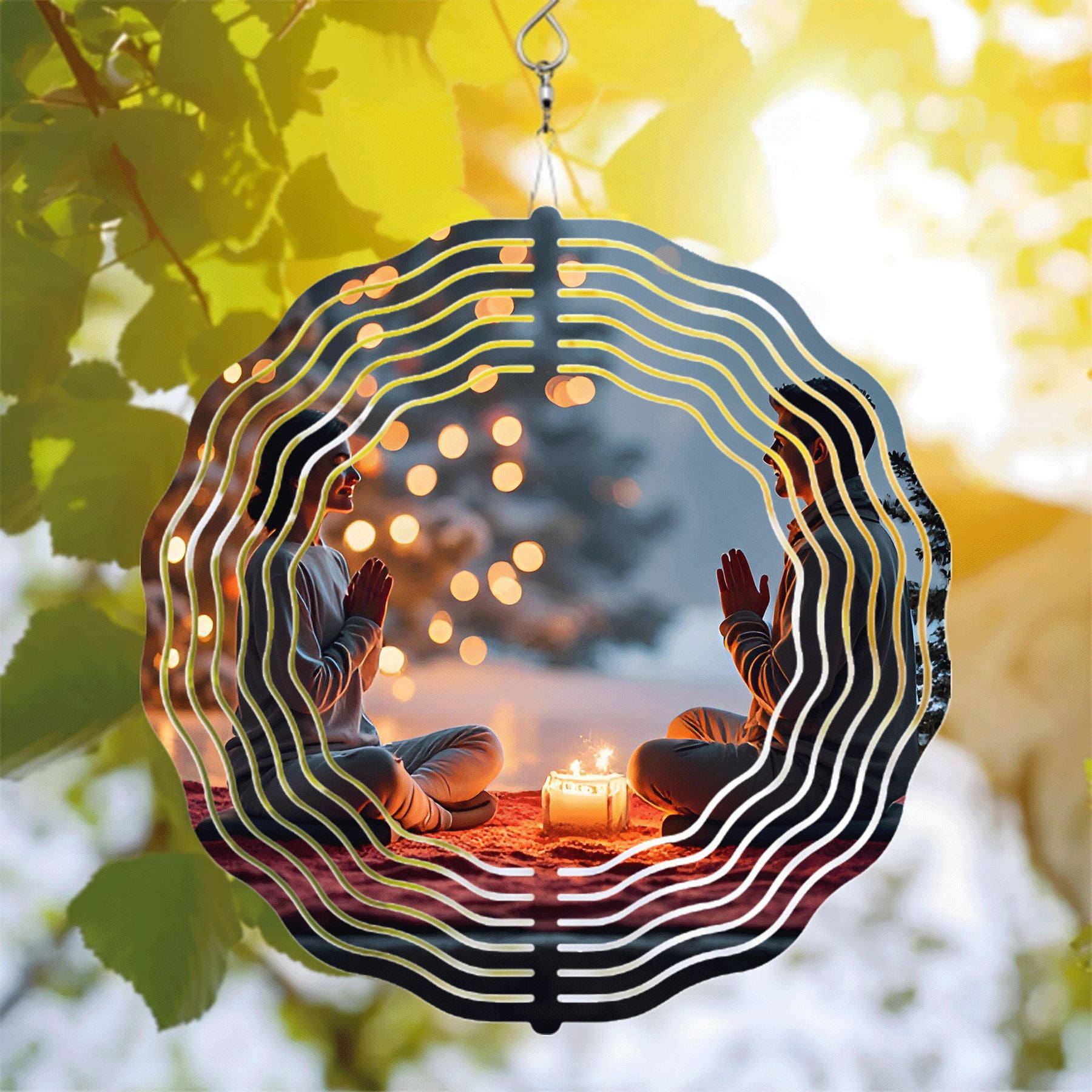 Elegant Metal Hanging Wind Spinners & Chimes - Modern Circular Patterns ...