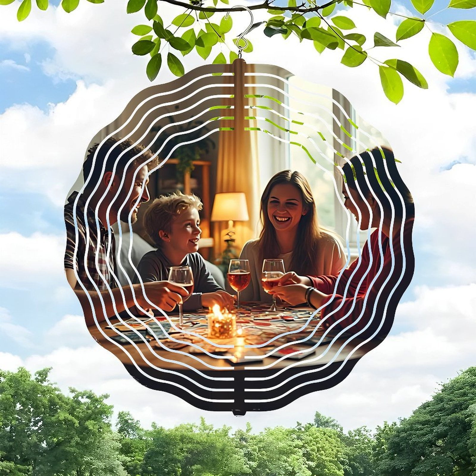 Elegant Metal Hanging Wind Spinners & Chimes - Nature-Inspired Circular ...