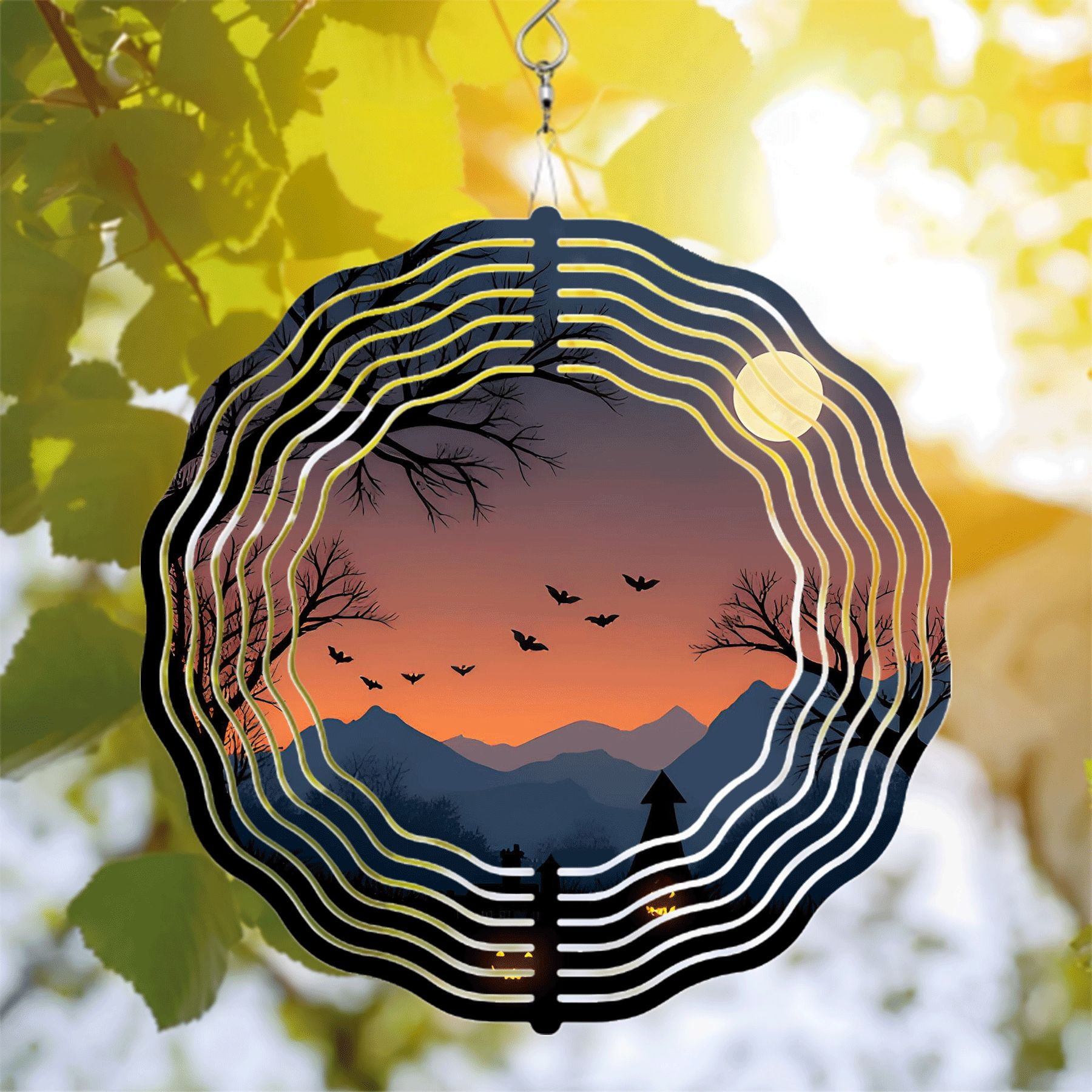 Elegant Metal Hanging Wind Spinners & Chimes - Unique Night Sky Design ...