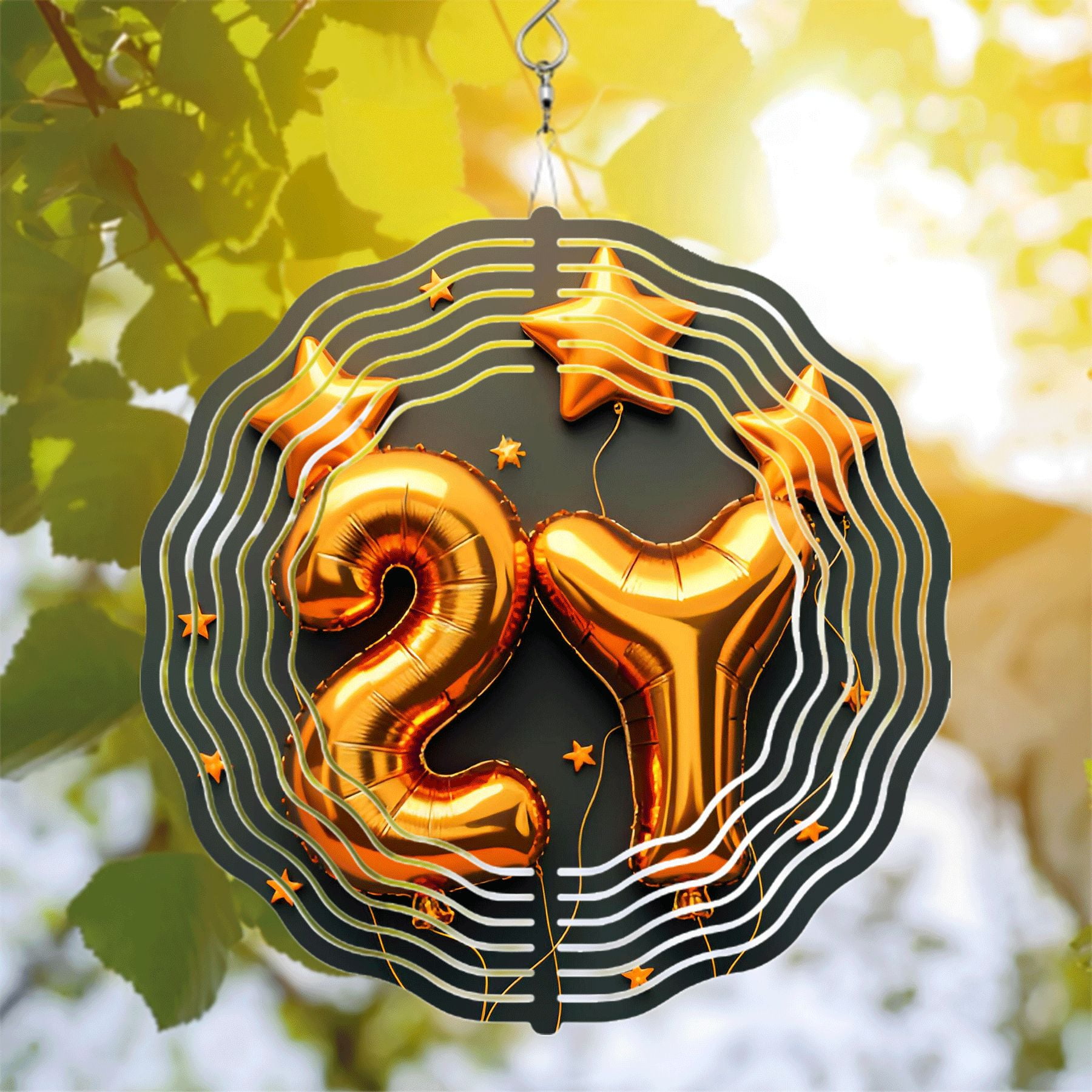 Elegant Metal Hanging Wind Spinners - Modern Concentric Wave Design ...