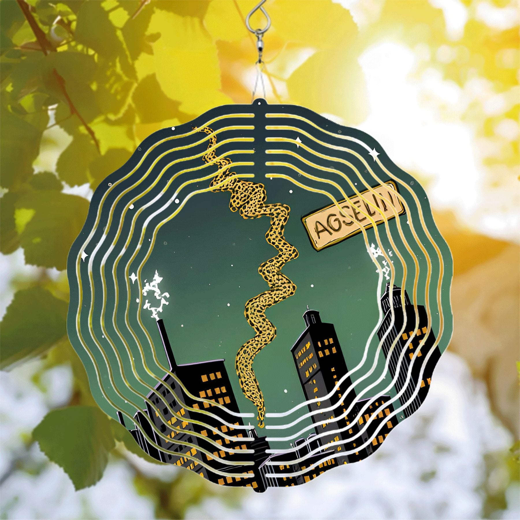 Elegant Metal Hanging Wind Spinners - Unique Snake Design for Yard ...