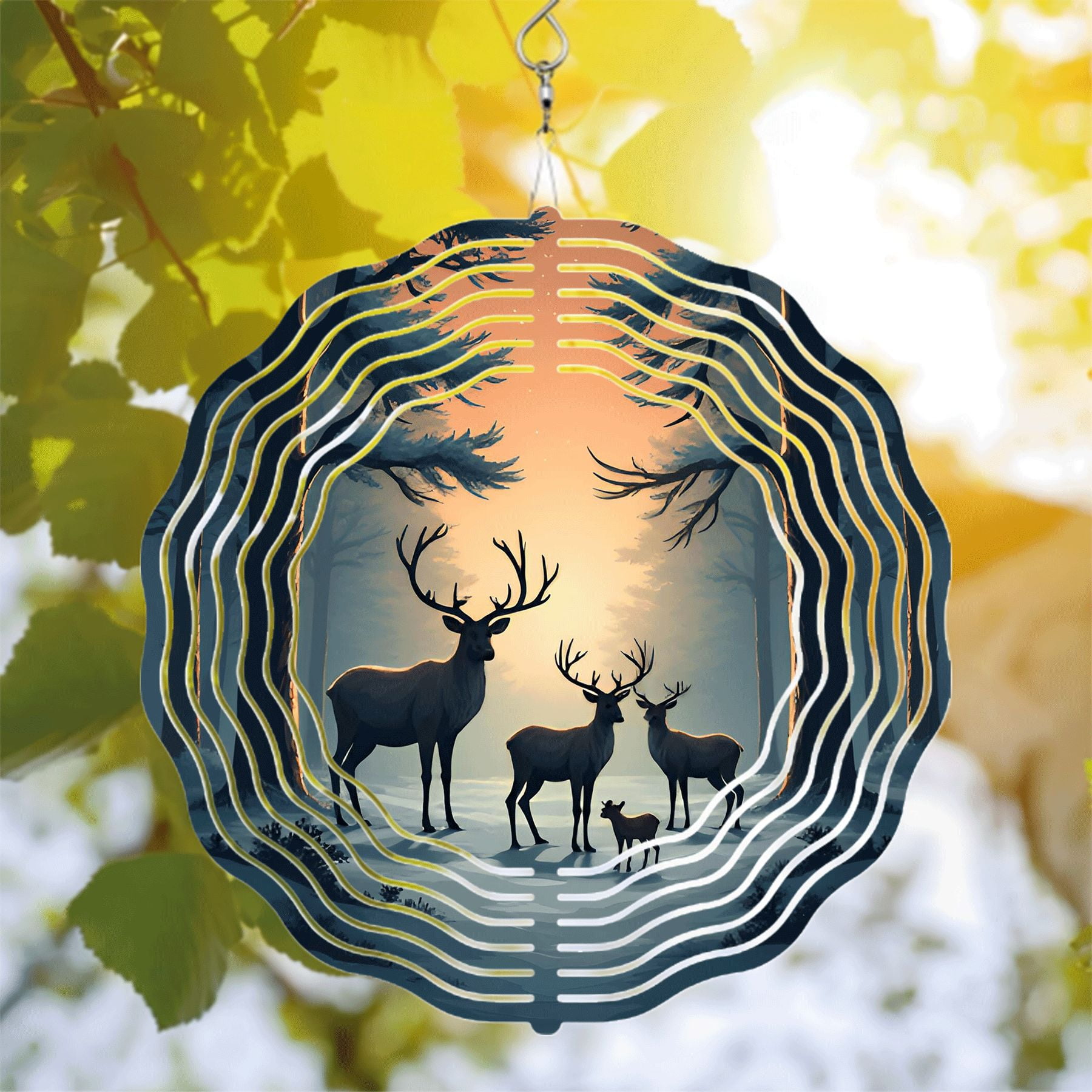 Elegant Metal Hanging Wind Spinners with Abstract Wave Patterns ...