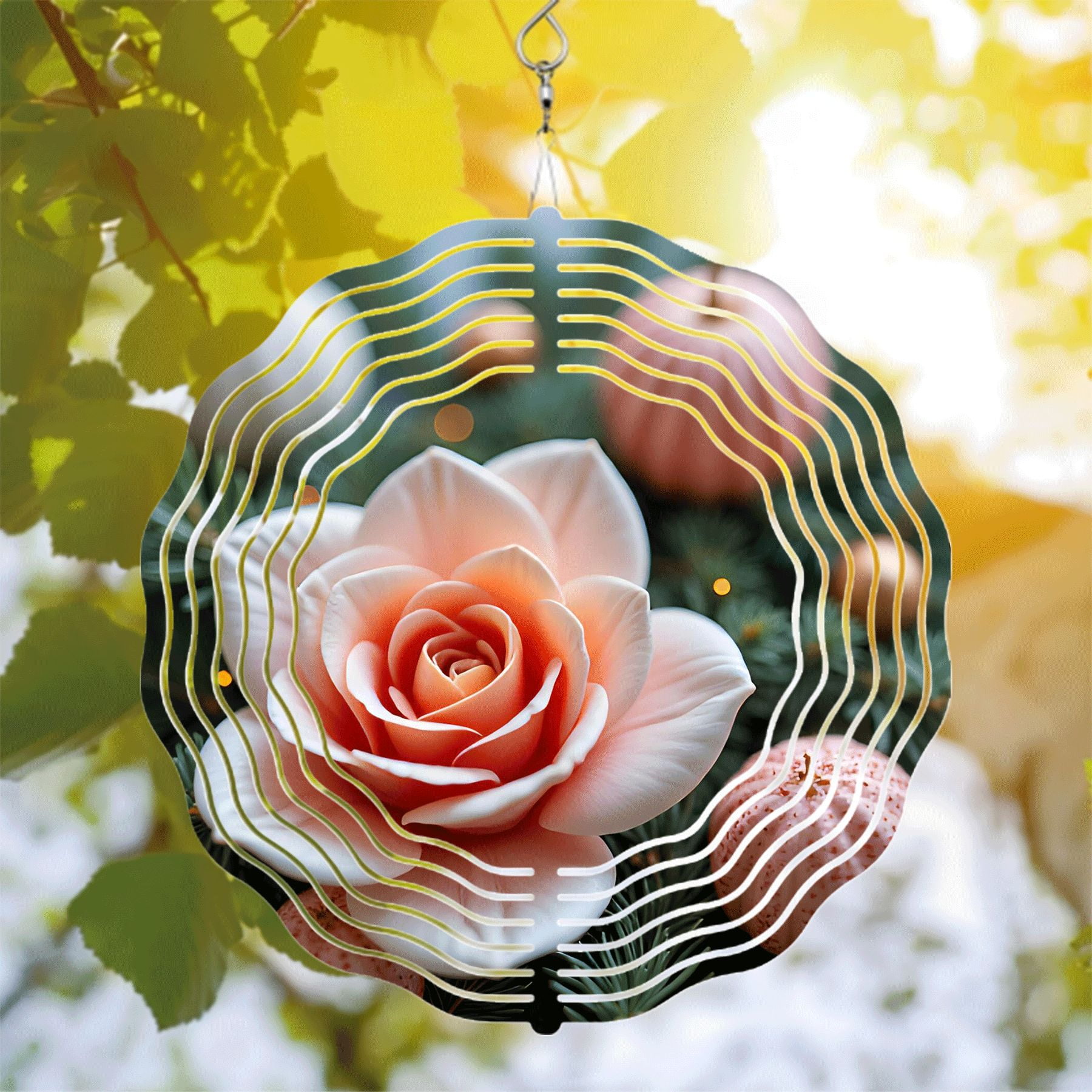 Elegant Metal Hanging Wind Spinners with Artistic Circular Patterns ...
