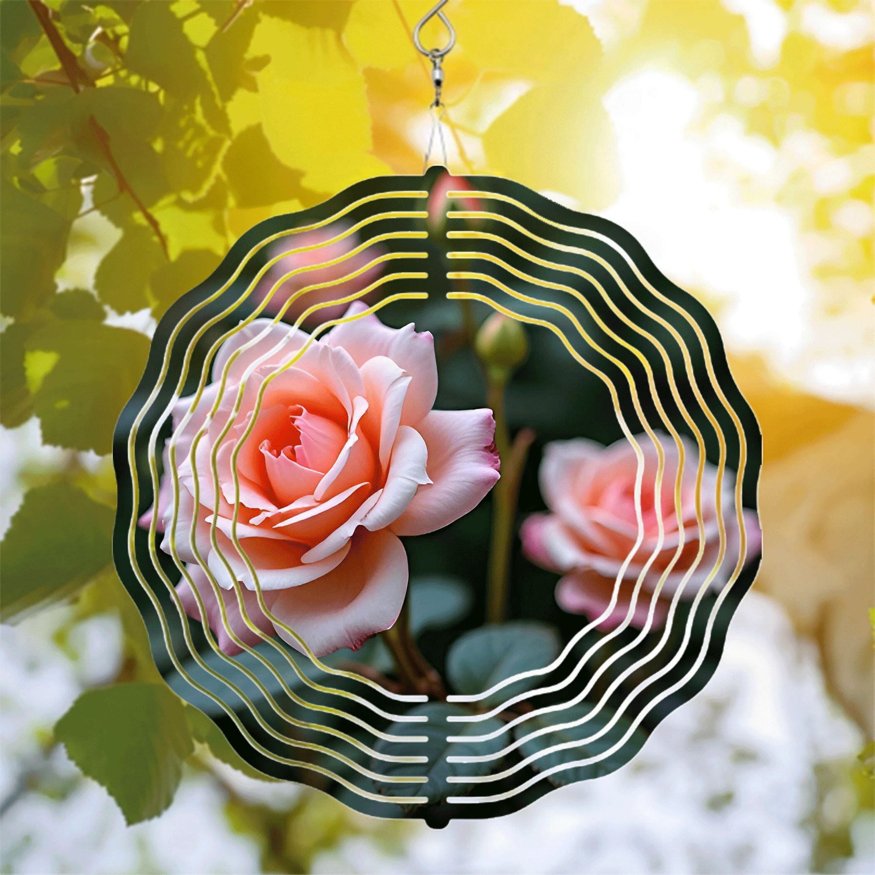 Elegant Metal Hanging Wind Spinners with Artistic Concentric Circle ...