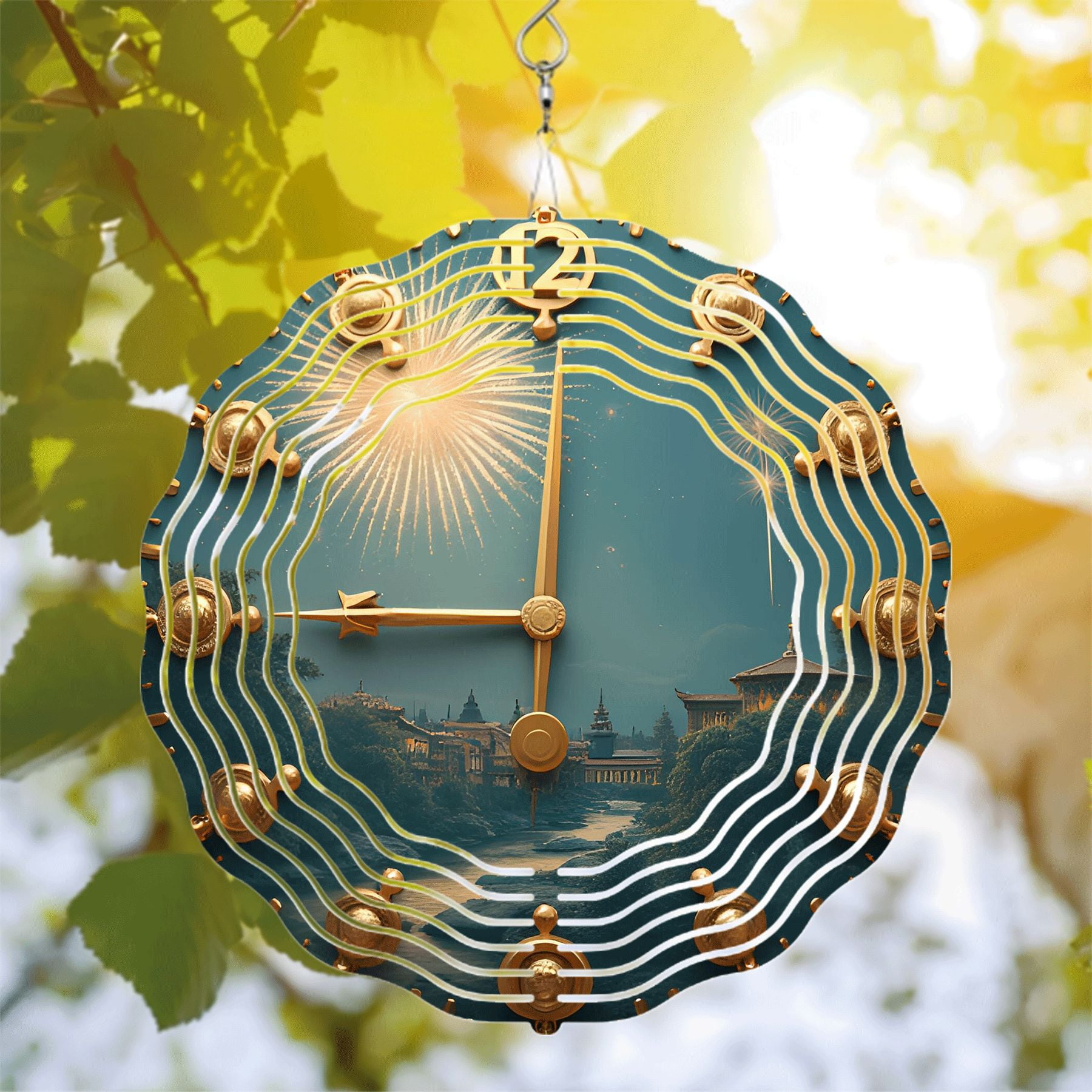 Elegant Metal Hanging Wind Spinners with Artistic Wave Patterns Serene ...