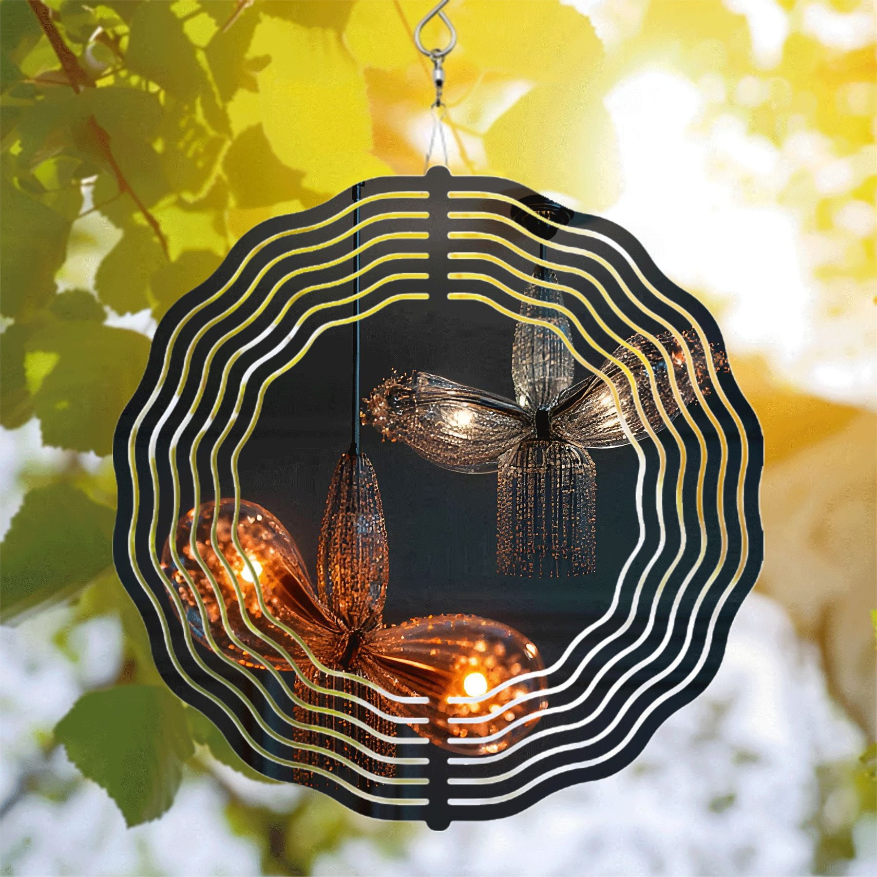 Elegant Metal Hanging Wind Spinners with Butterfly Wing Design ...