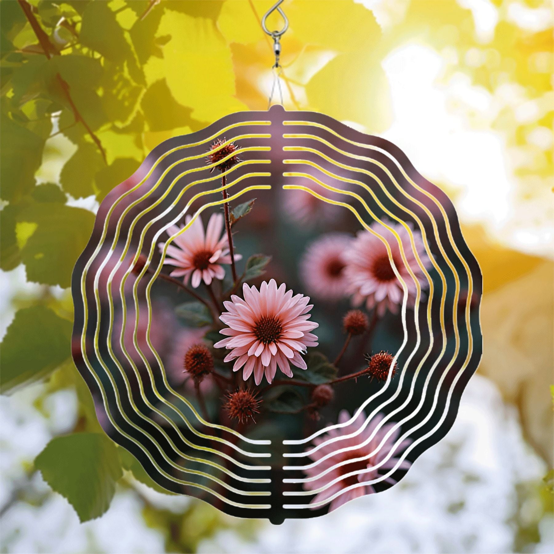 Elegant Metal Hanging Wind Spinners with Circular Pattern Design ...