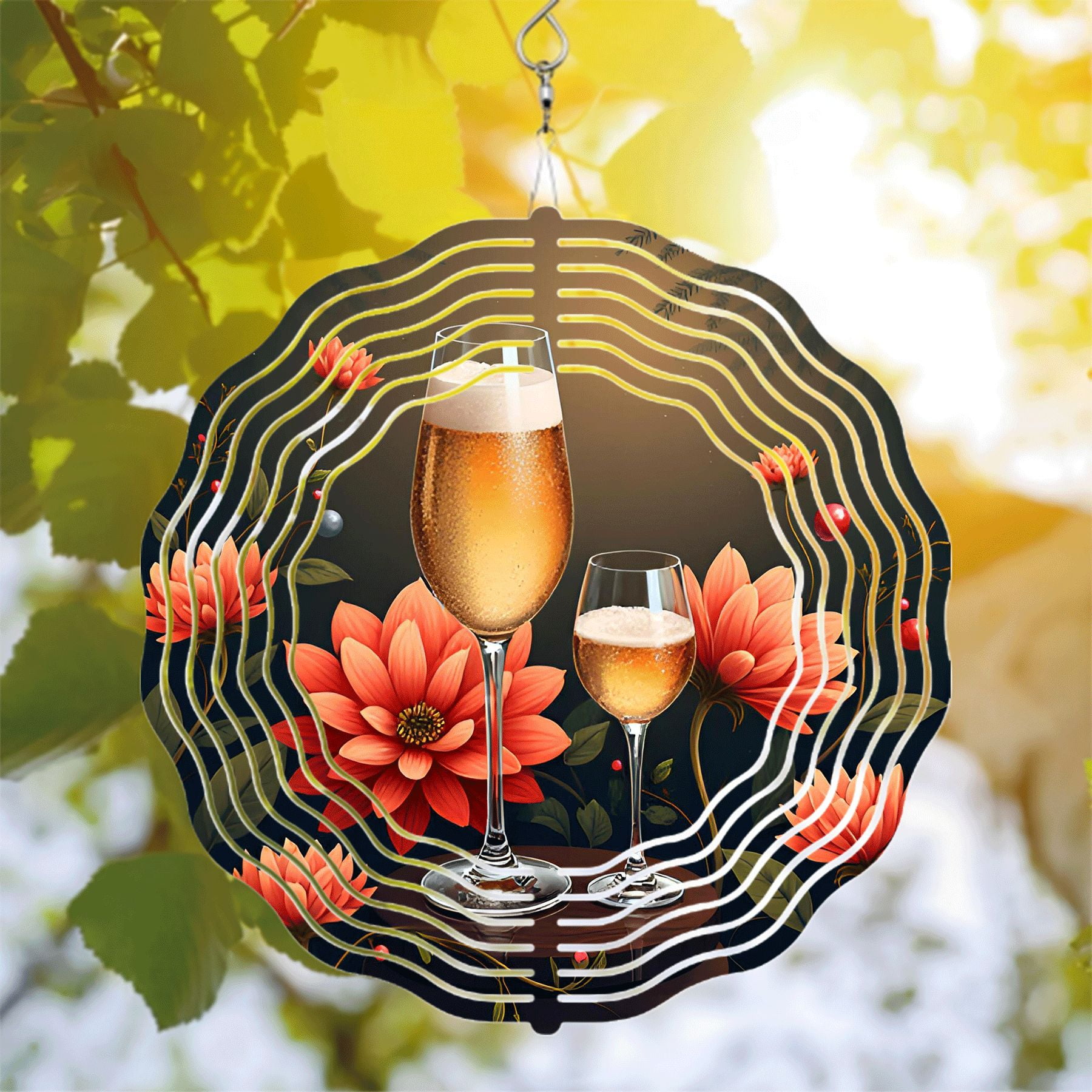 Elegant Metal Hanging Wind Spinners with Circular Pattern Design ...