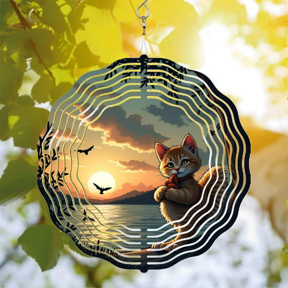 Elegant Metal Hanging Wind Spinners with Circular Pattern Design ...