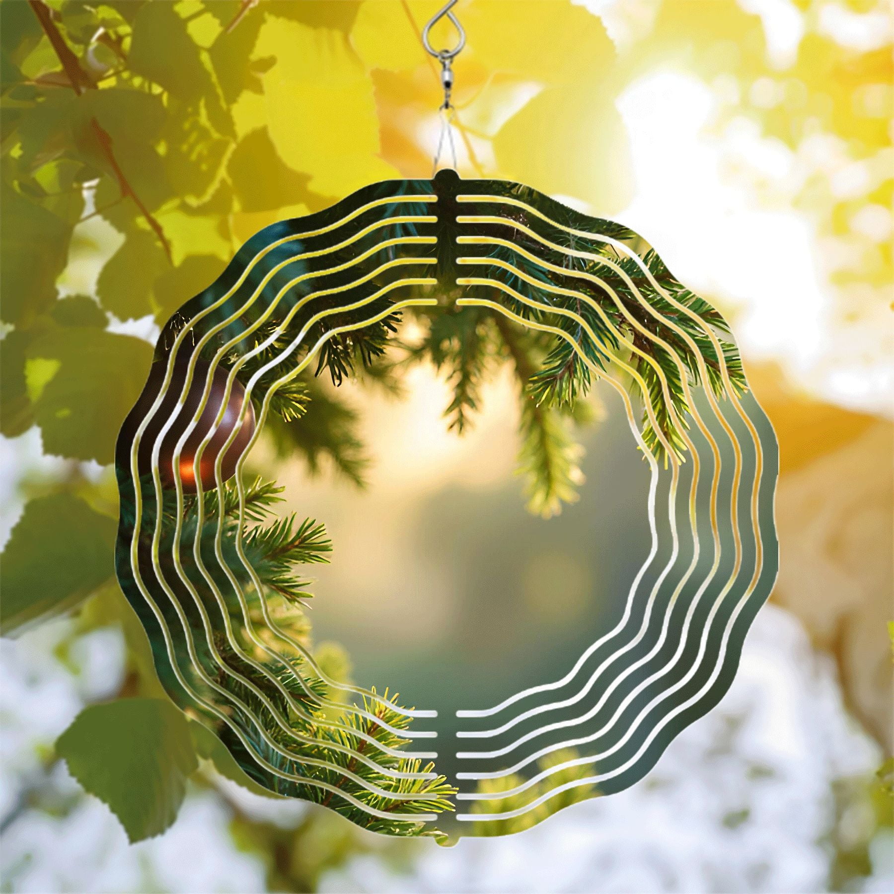 Elegant Metal Hanging Wind Spinners with Concentric Branch Design ...