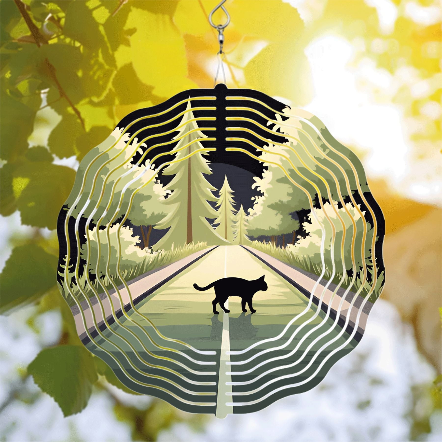 Elegant Metal Hanging Wind Spinners with Concentric Circle Design ...