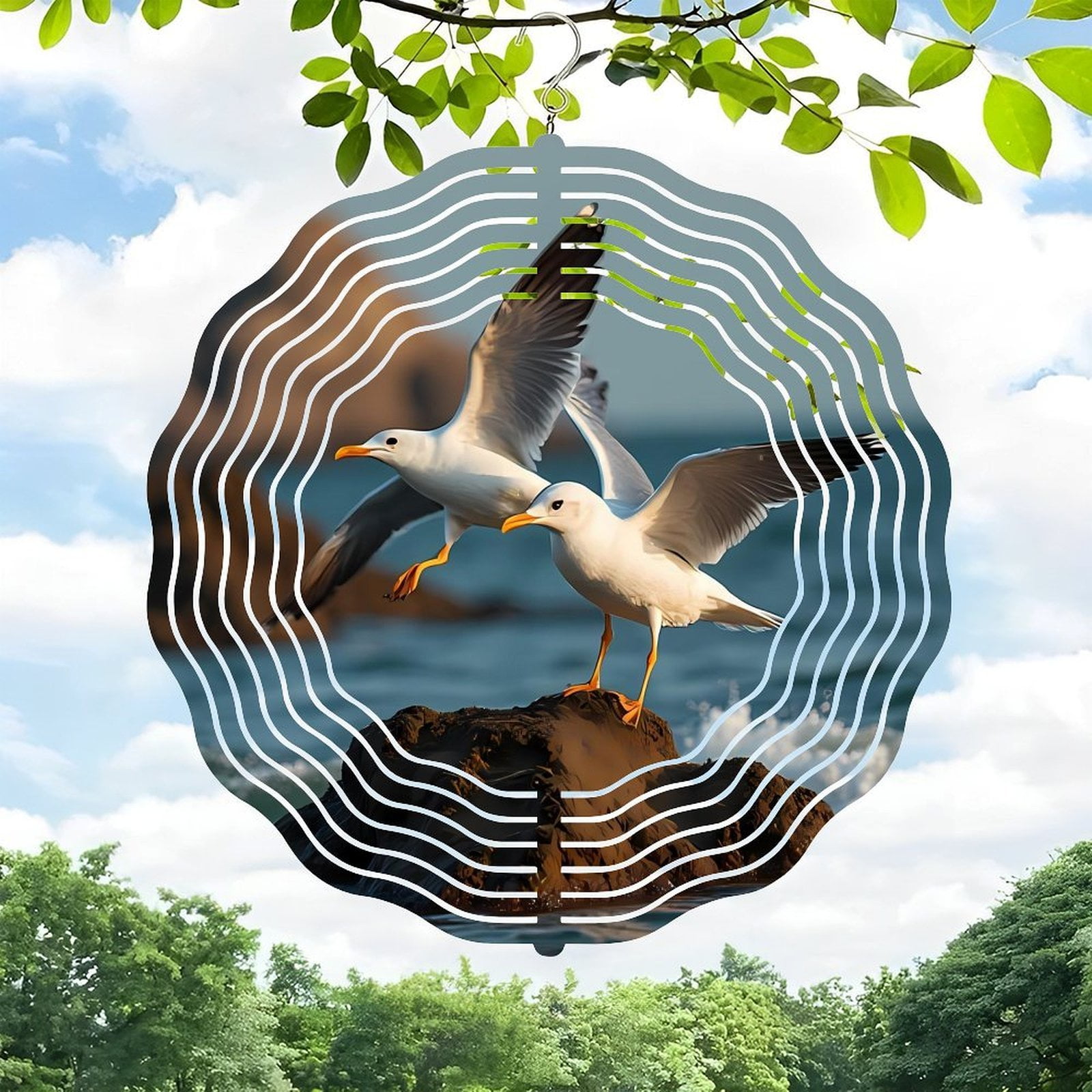 Elegant Metal Hanging Wind Spinners with Concentric Circular Patterns ...