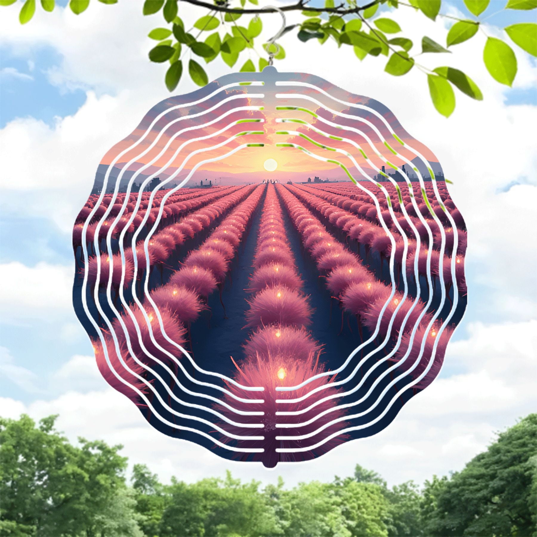 Elegant Metal Hanging Wind Spinners with Concentric Circular Patterns ...