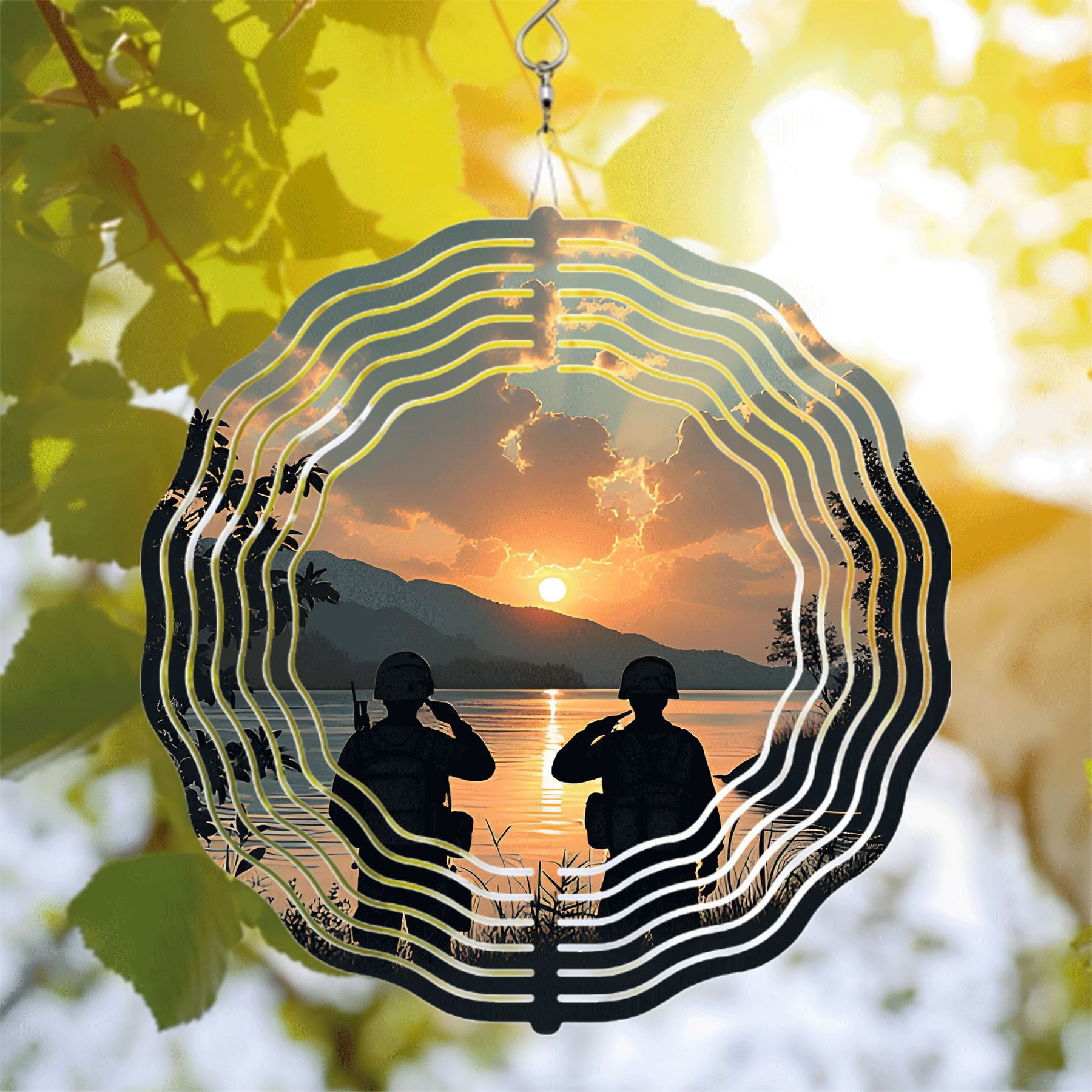 Elegant Metal Hanging Wind Spinners with Concentric Circular Patterns ...