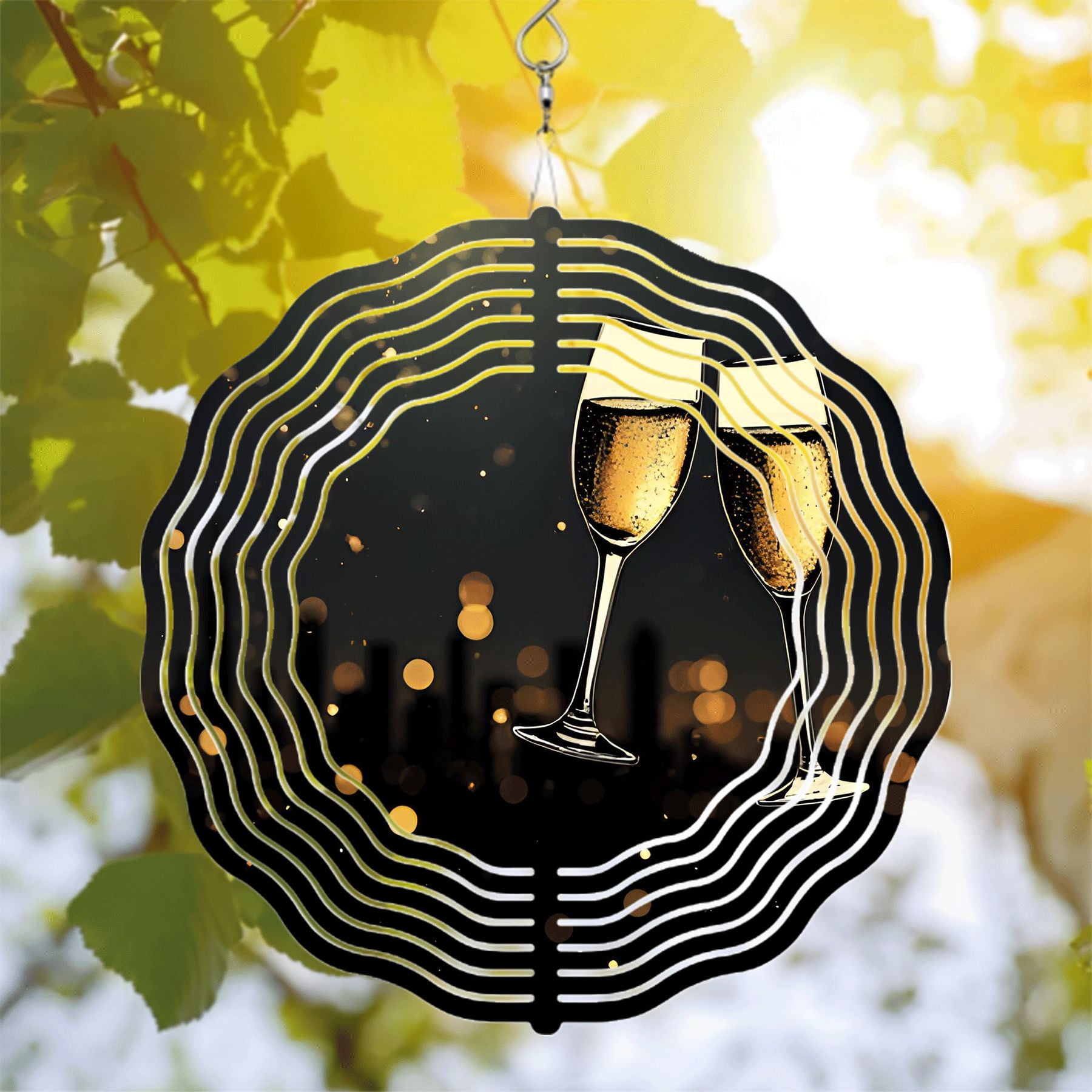 Elegant Metal Hanging Wind Spinners with Concentric Patterns ...