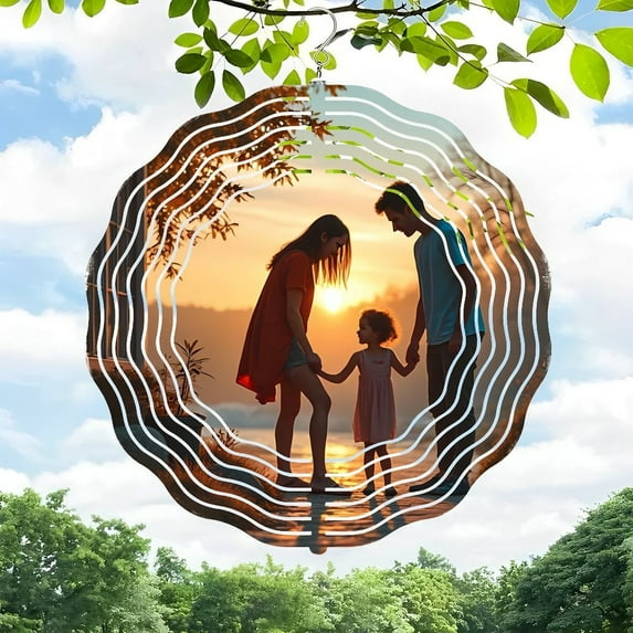 Elegant Metal Hanging Wind Spinners with Concentric Wave Design ...