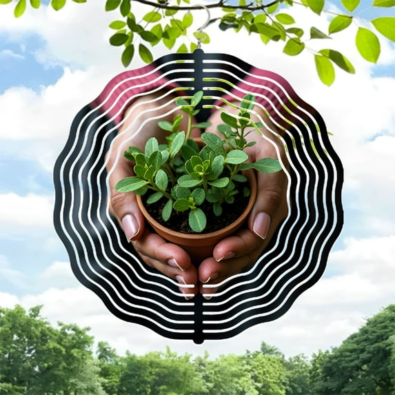 Elegant Metal Hanging Wind Spinners with Concentric Wave Design ...