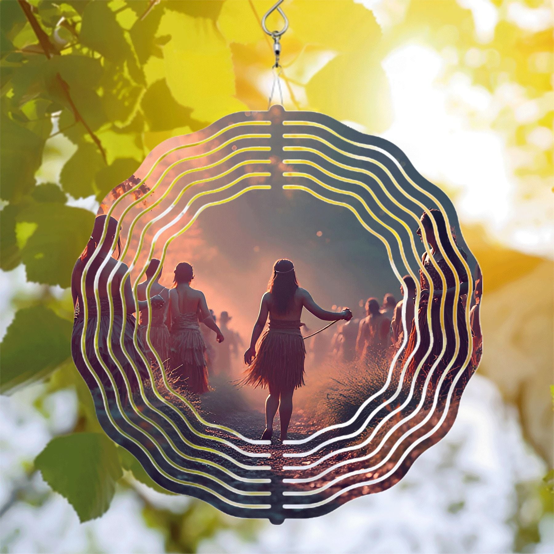 Elegant Metal Hanging Wind Spinners with Concentric Wave Patterns ...