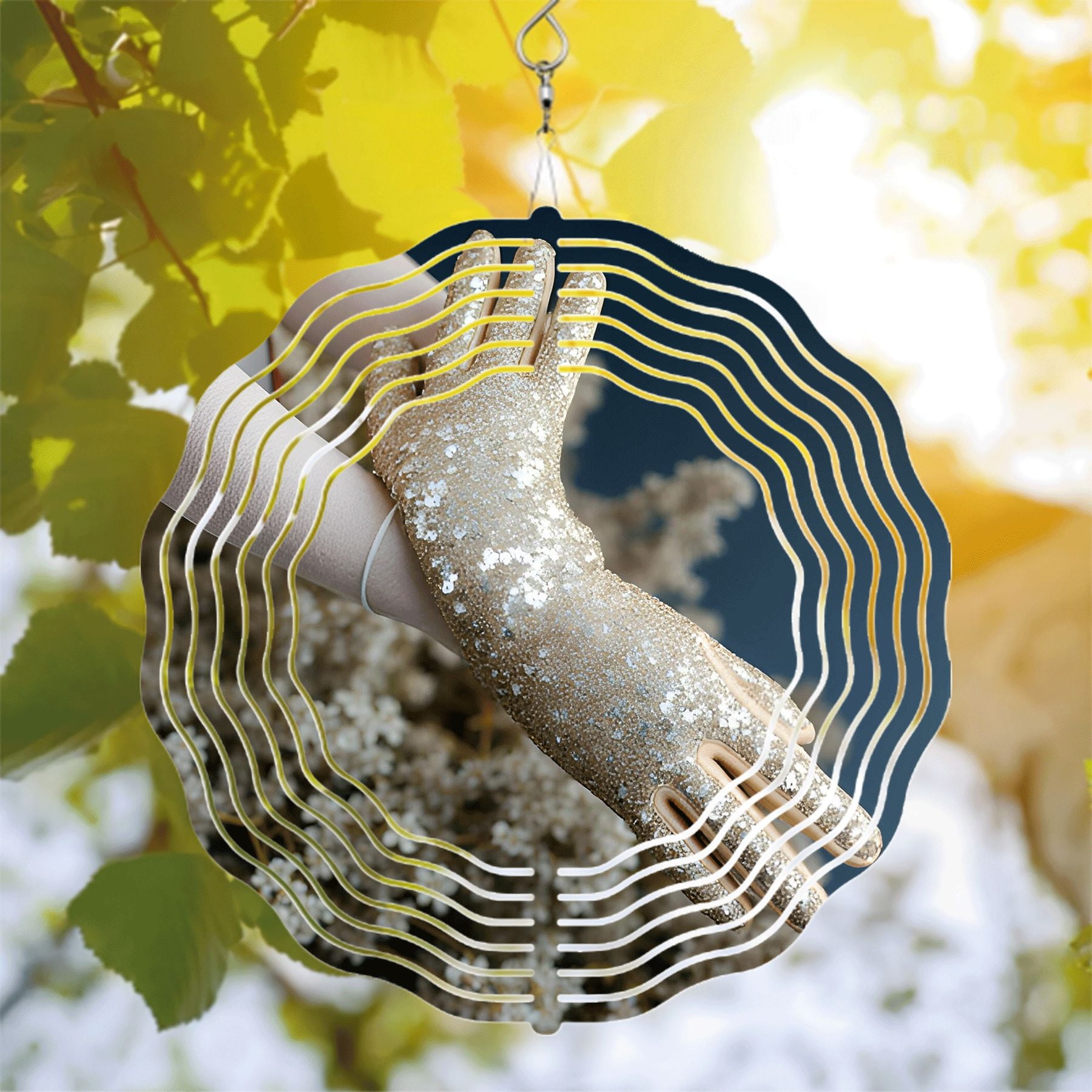 Elegant Metal Hanging Wind Spinners with Dynamic Wavy Patterns ...