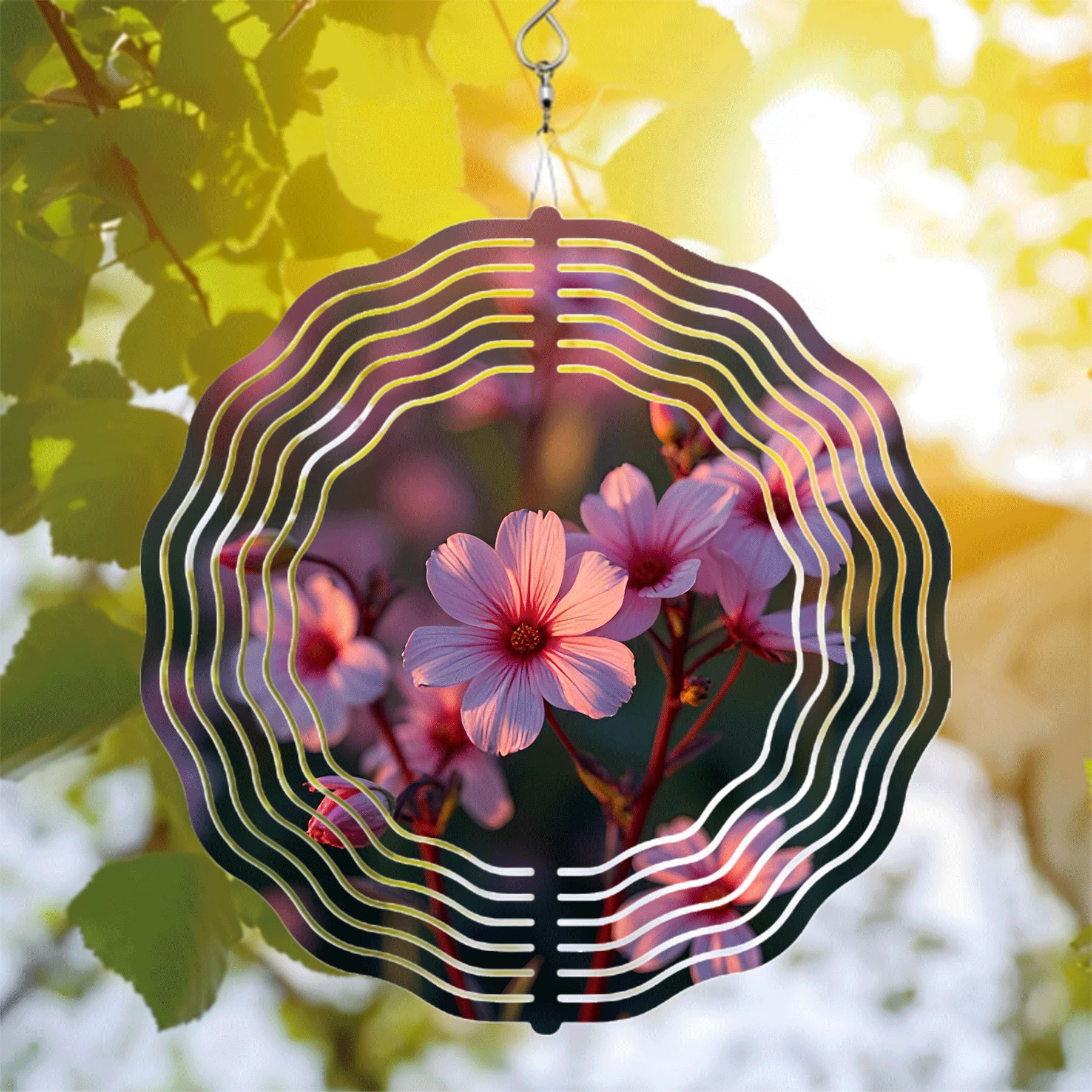 Elegant Metal Hanging Wind Spinners with Floral Design - Beautiful Wind ...