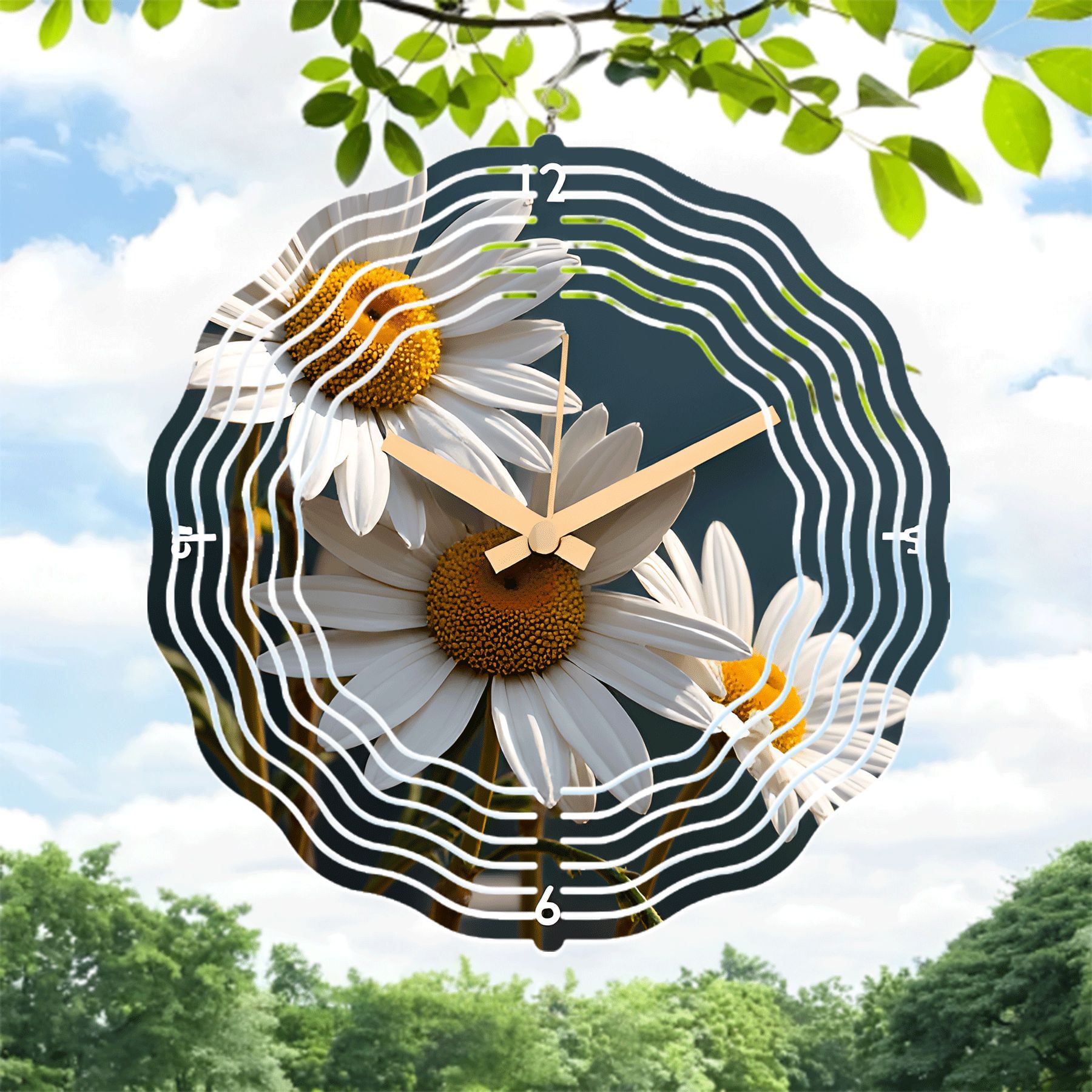 Elegant Metal Hanging Wind Spinners with Floral Design - Beautiful Yard ...