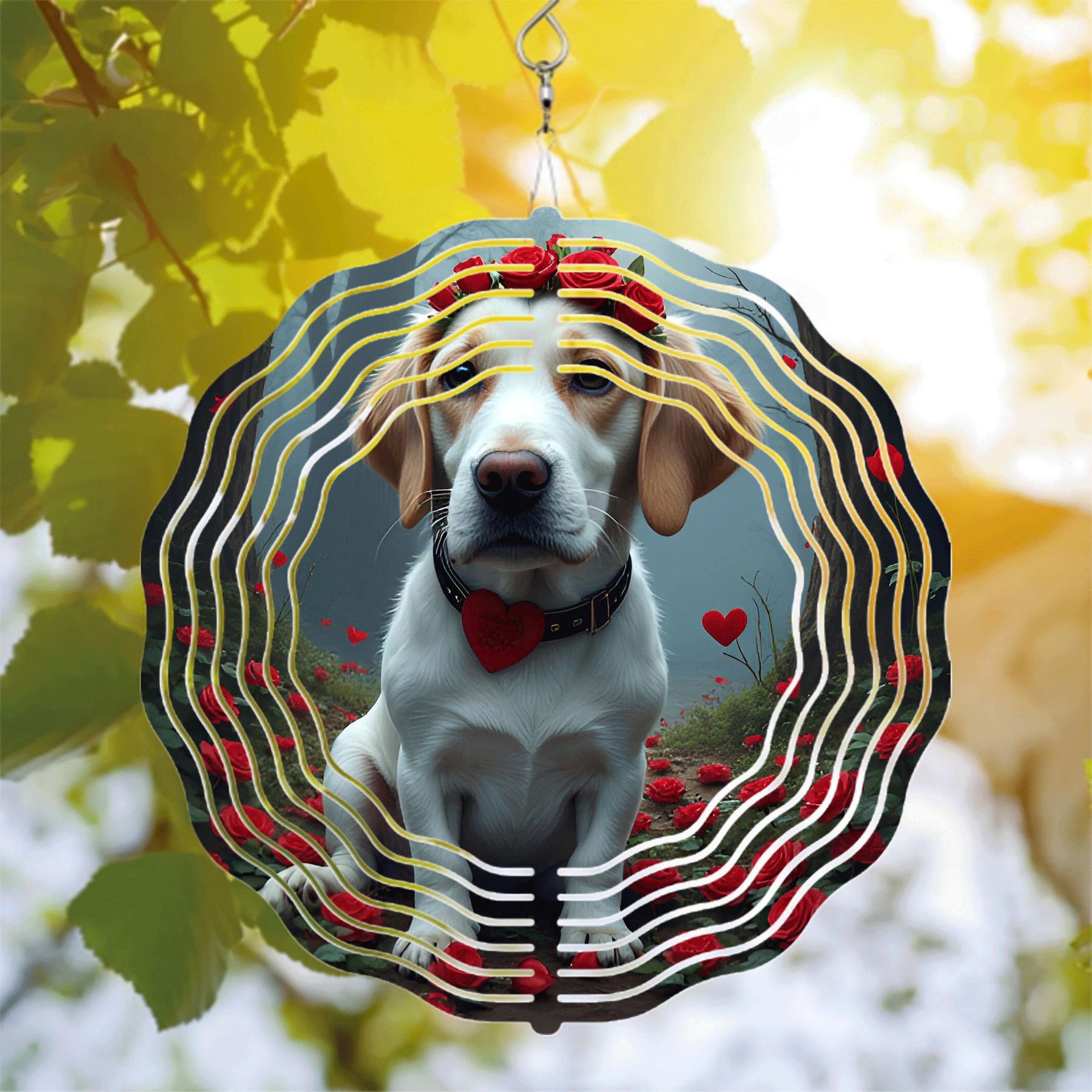 Elegant Metal Hanging Wind Spinners with Heart Design - Beautiful Wind ...