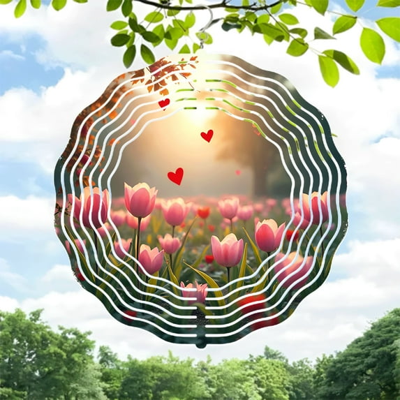 Elegant Metal Hanging Wind Spinners with Heart Design - Beautiful Wind ...