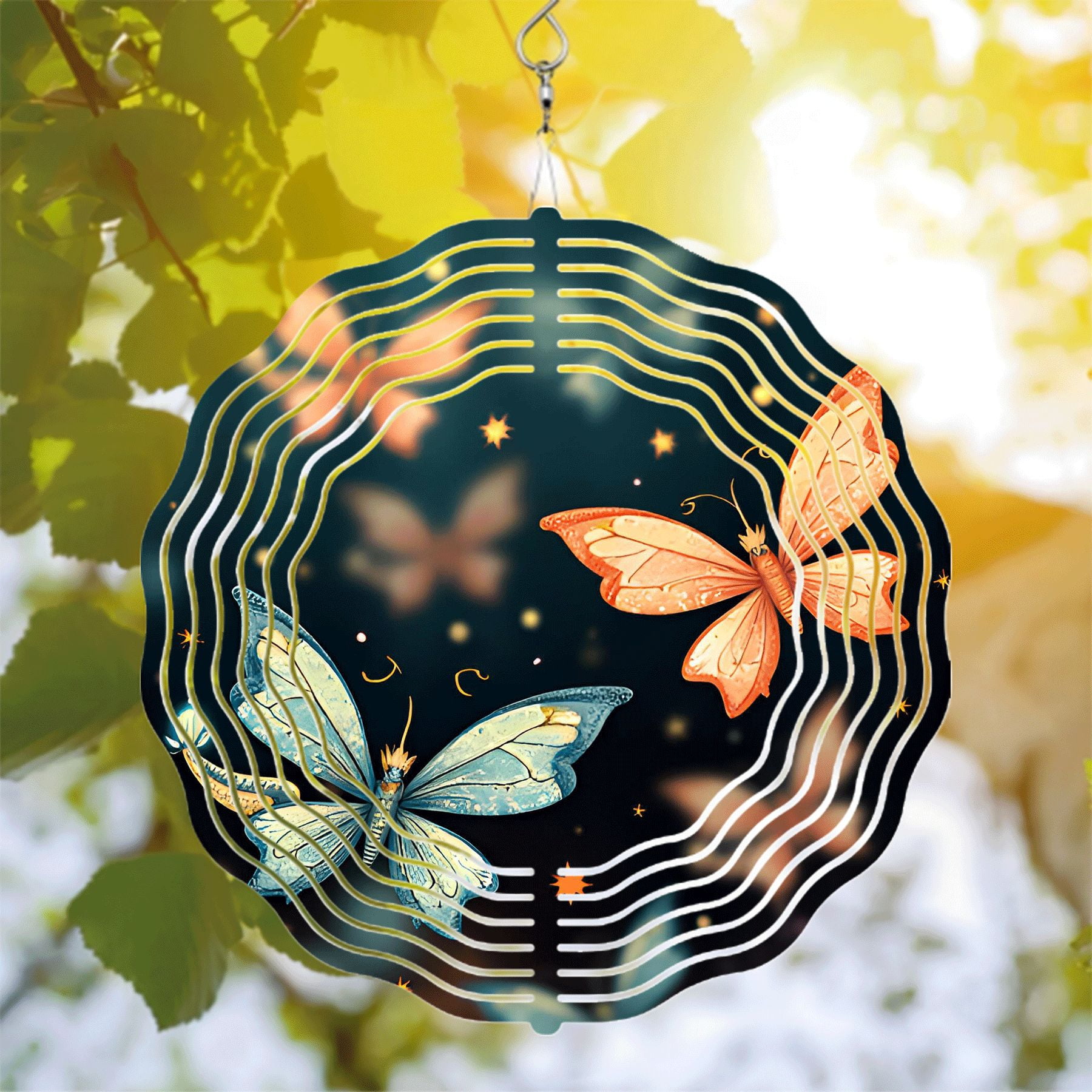 Elegant Metal Hanging Wind Spinners with Intricate Butterfly Design ...