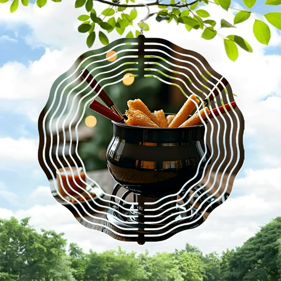 Elegant Metal Hanging Wind Spinners with Ripple Pattern Design - Beautiful Wind Chimes for Yard ...