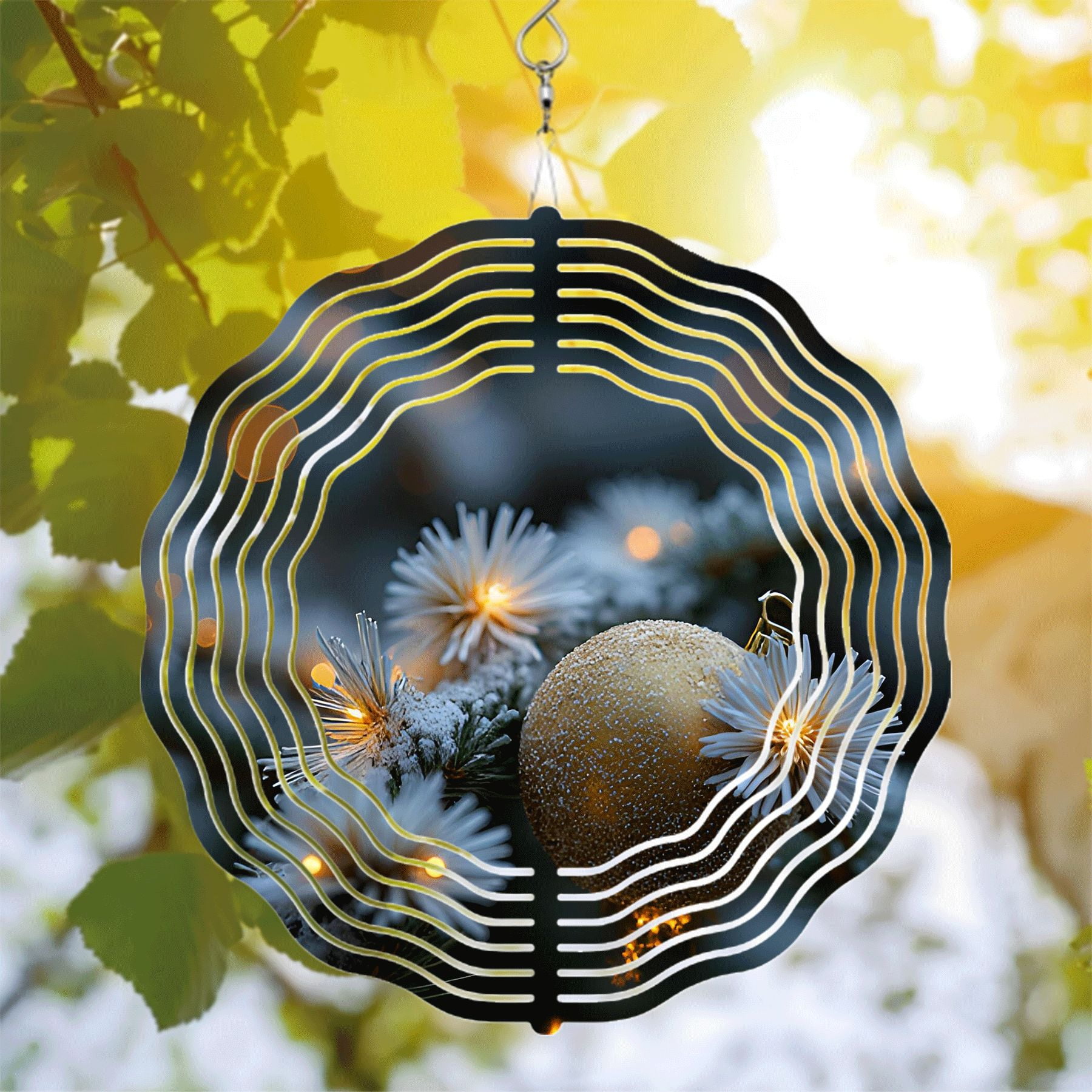Elegant Metal Hanging Wind Spinners with Snowflake Design - Modern ...