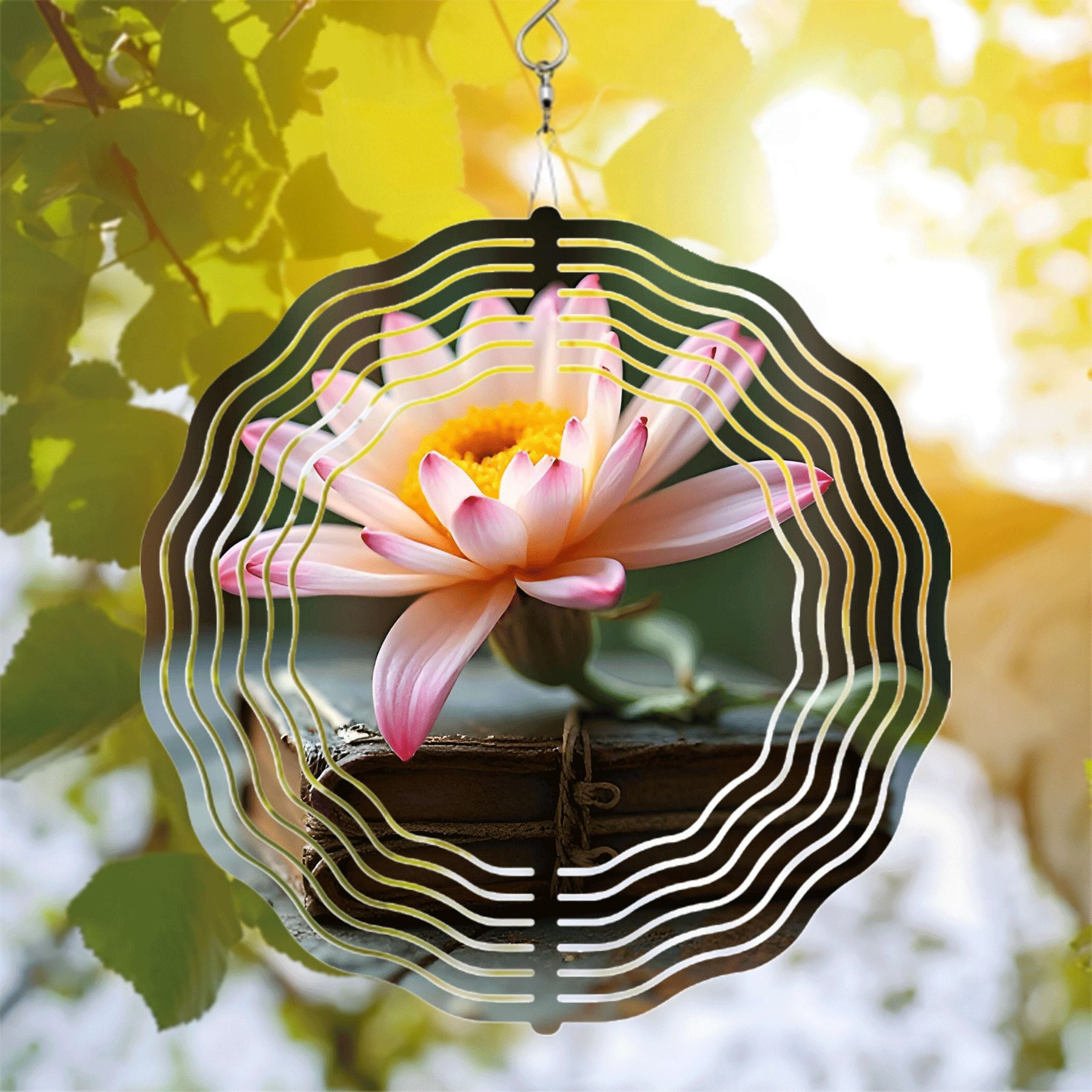 Elegant Metal Hanging Wind Spinners with Unique Circular Wavy Patterns ...