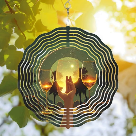 Elegant Metal Hanging Wind Spinners with Wave Patterns - Stunning Wind ...