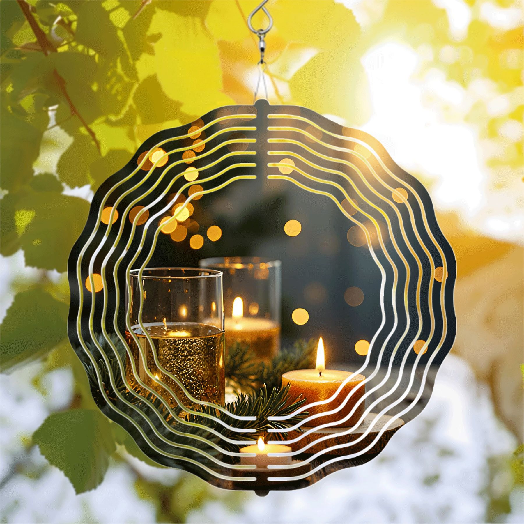 Elegant Metal Hanging Wind Spinners with Wavy Line Design - Modern Wind ...