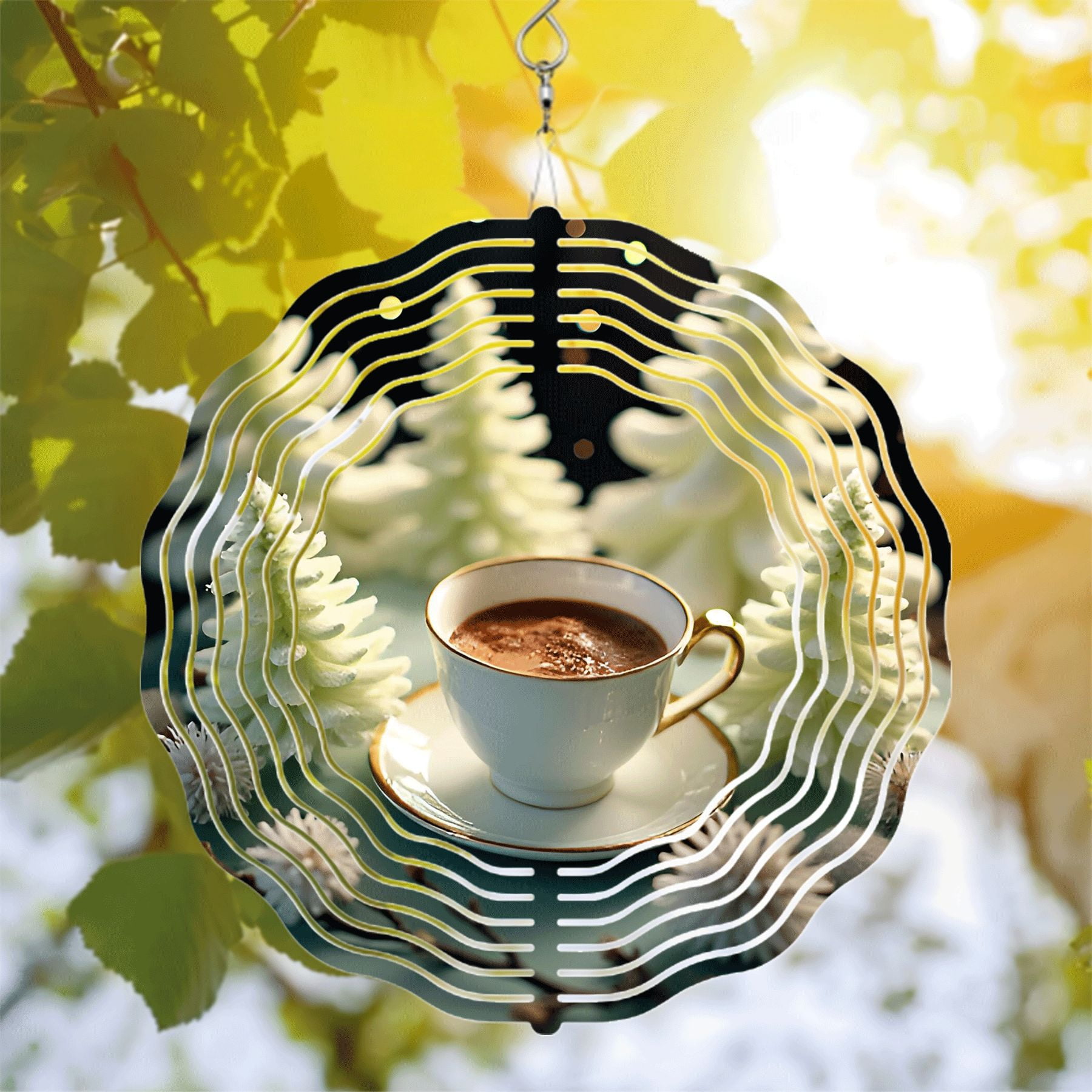 Elegant Metal Hanging Wind Spinners with Wavy Line Patterns - Beautiful ...