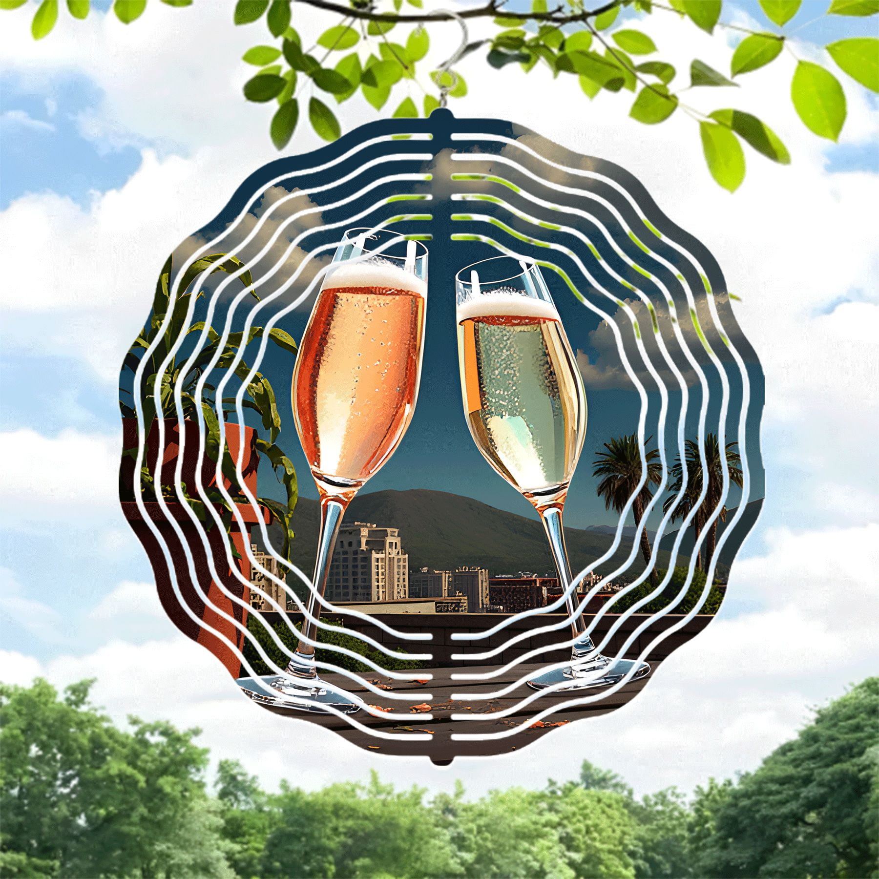 Elegant Metal Hanging Wind Spinners with Wavy Pattern Design - Perfect ...