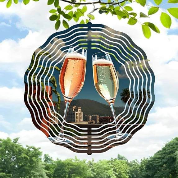 Elegant Metal Hanging Wind Spinners with Wavy Pattern Design - Perfect ...