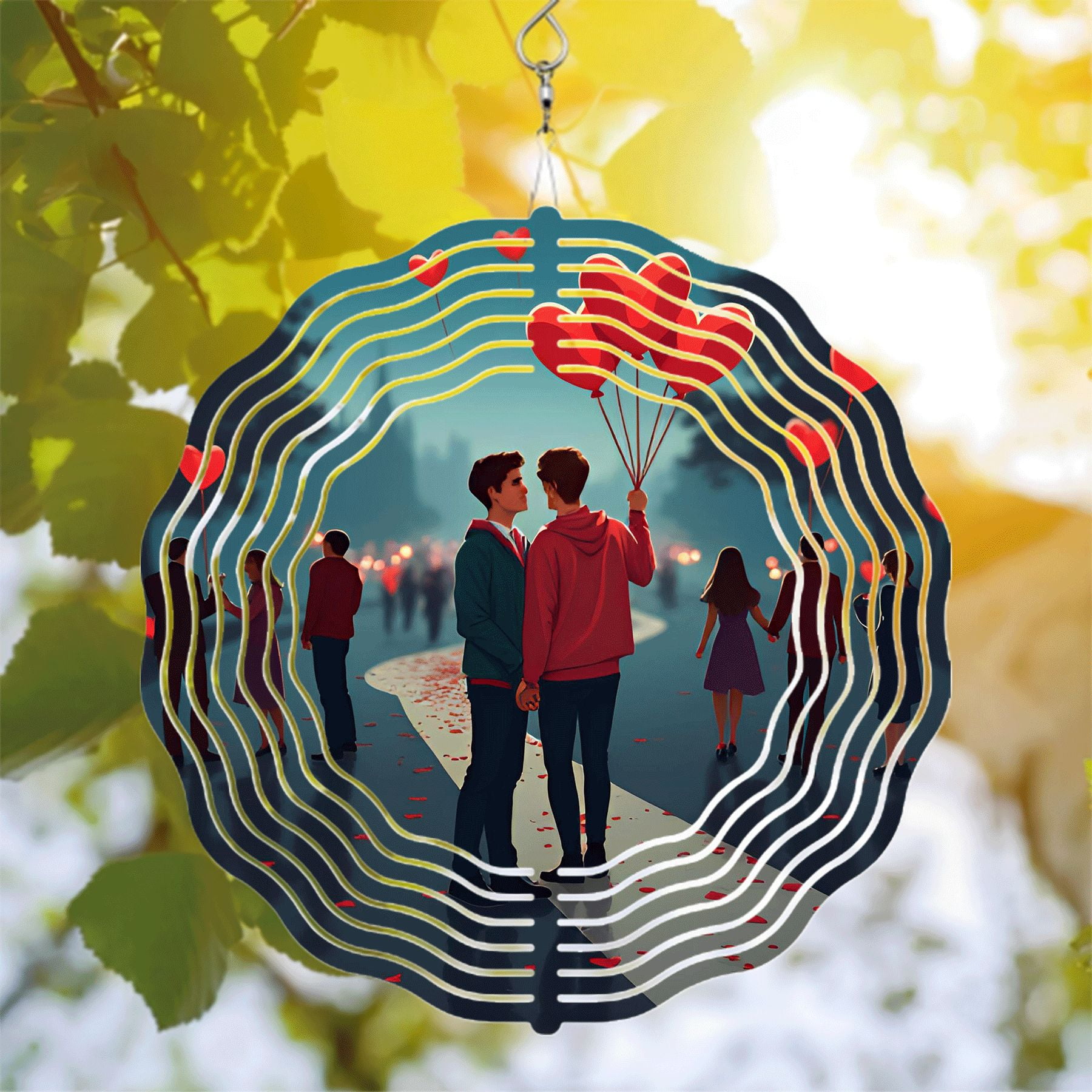 Elegant Metal Hanging Wind Spinners with Wavy Patterns - Beautiful Wind ...