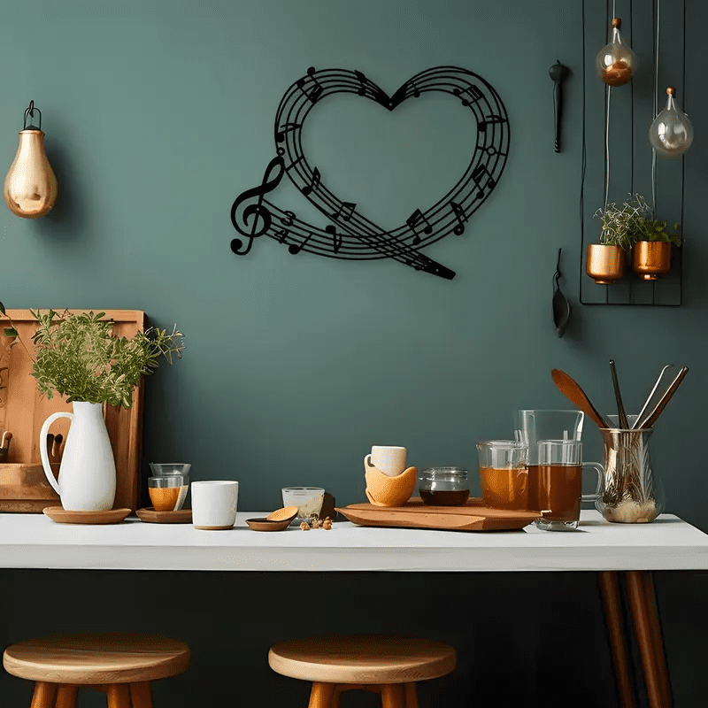 Elegant Metal Music Notes Wall Art, Durable Treble Clef Heart Decor for ...