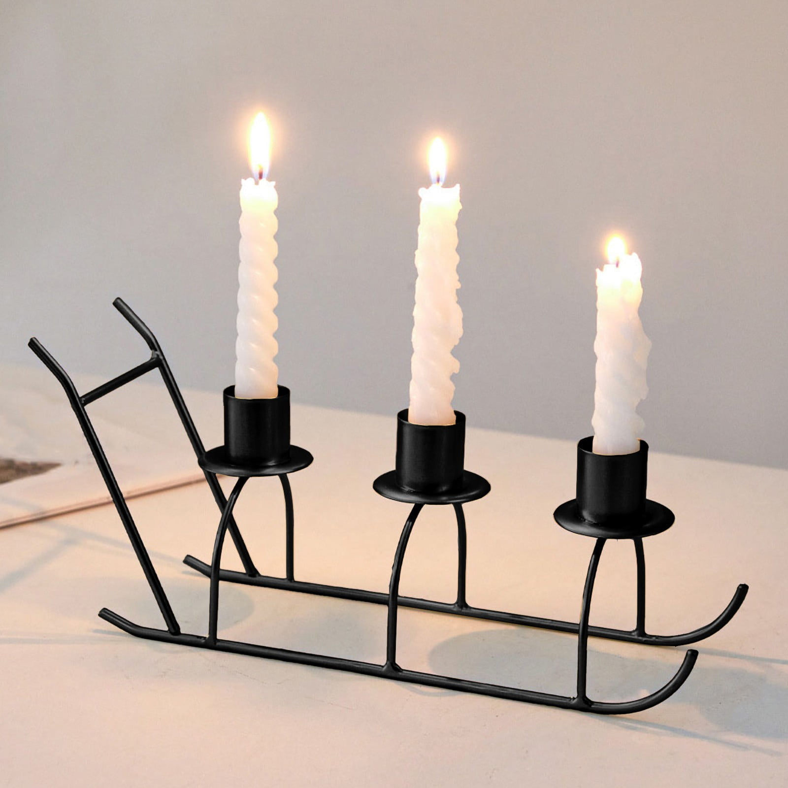 Elegant Metal Sleigh Candle Stand, Holiday Tabletop Decoration, Festive ...