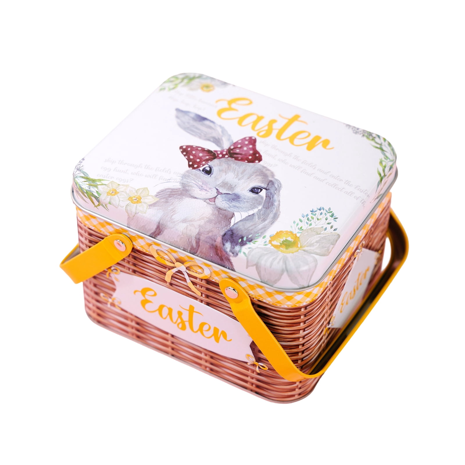 Elegant Metal Tinplate Easter Candy Jar Cookie Jar with Lid and Handle ...