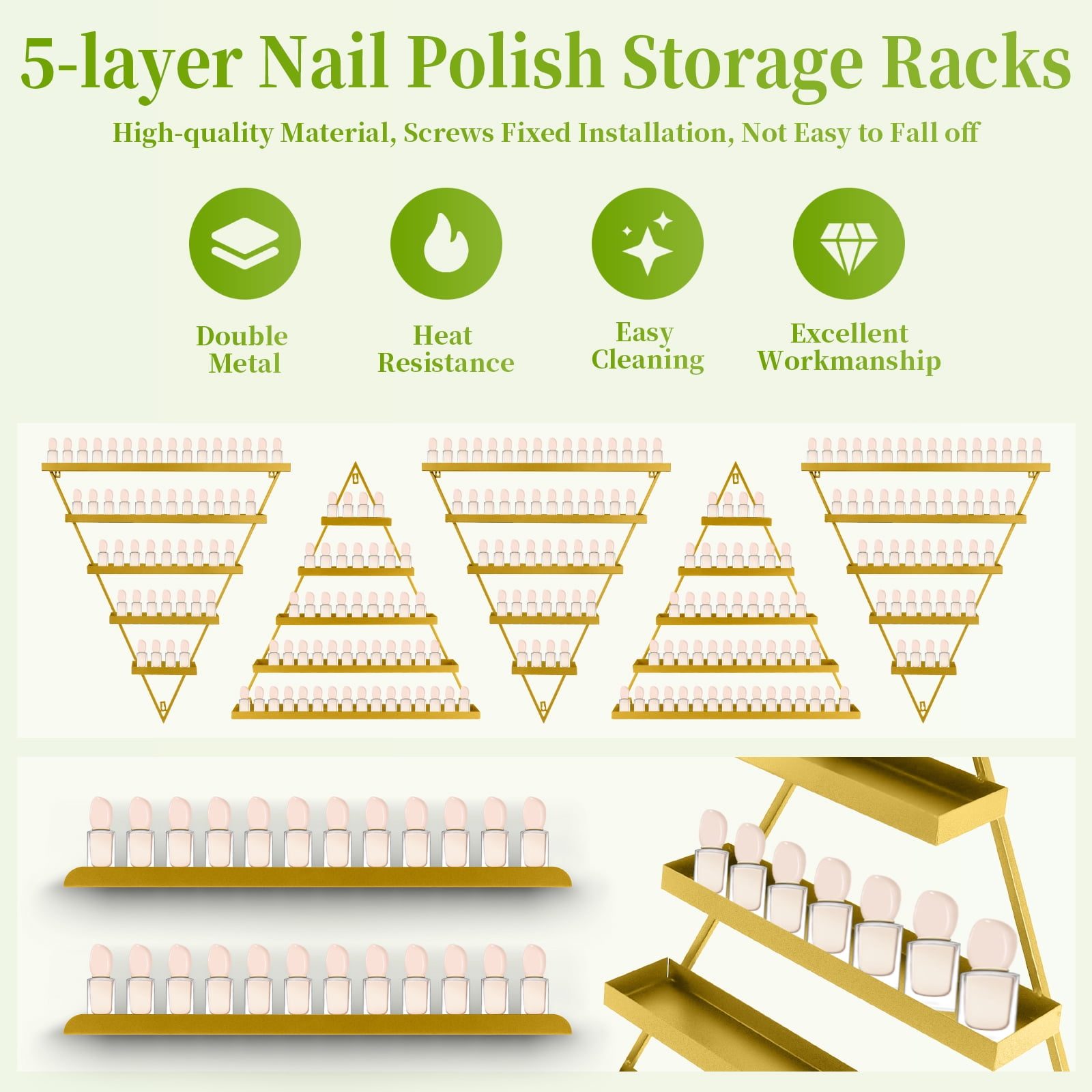 Elegant Metal, Wall-mounted, Nail Polish Storage Racks, Body Armor ...