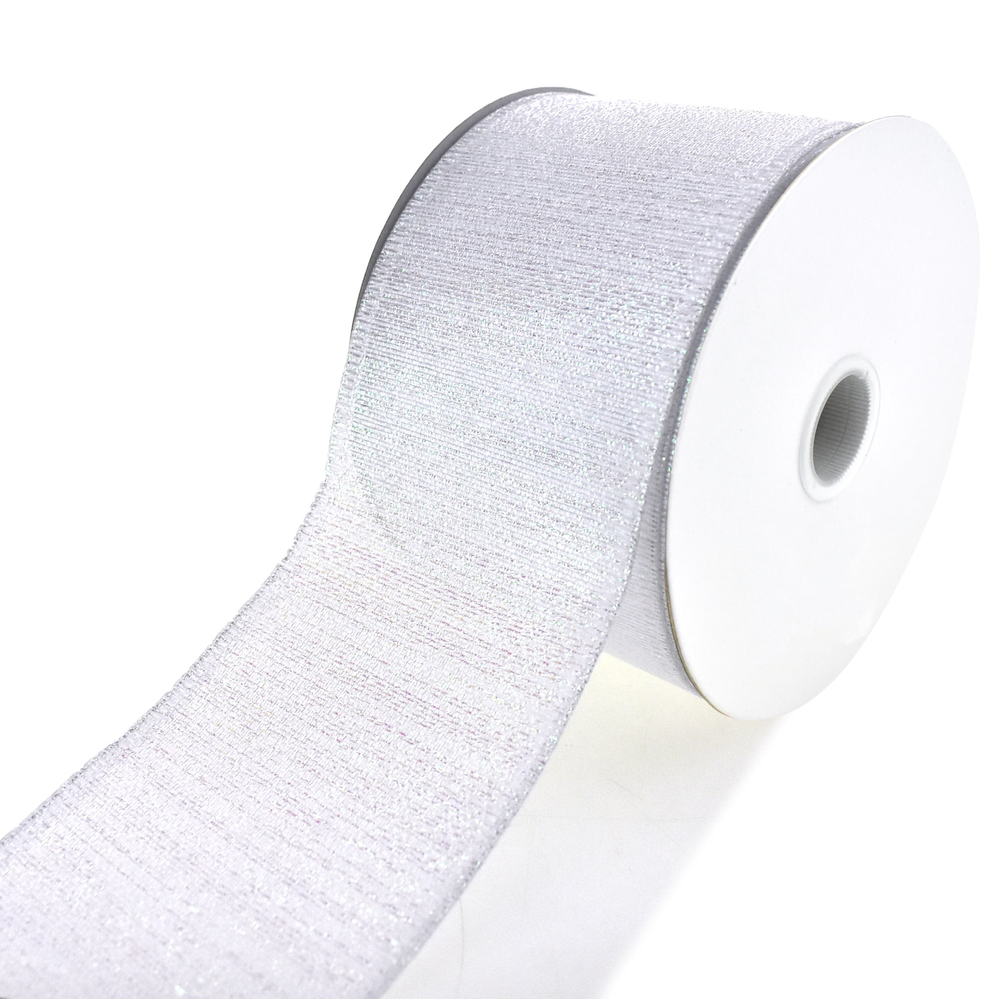 Elegant Metallic Weave Wired Ribbon, Iridescent White, 2-1/2-Inch, 10 ...