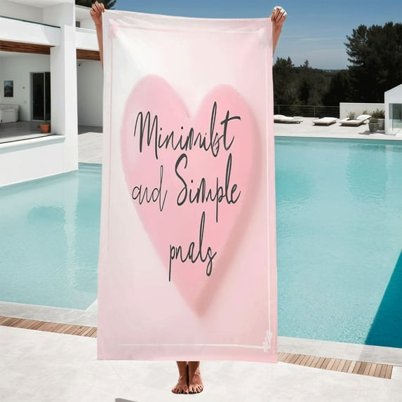 Elegant Minimalist Heart Design Bath Towel - Soft Pink Perfect for ...
