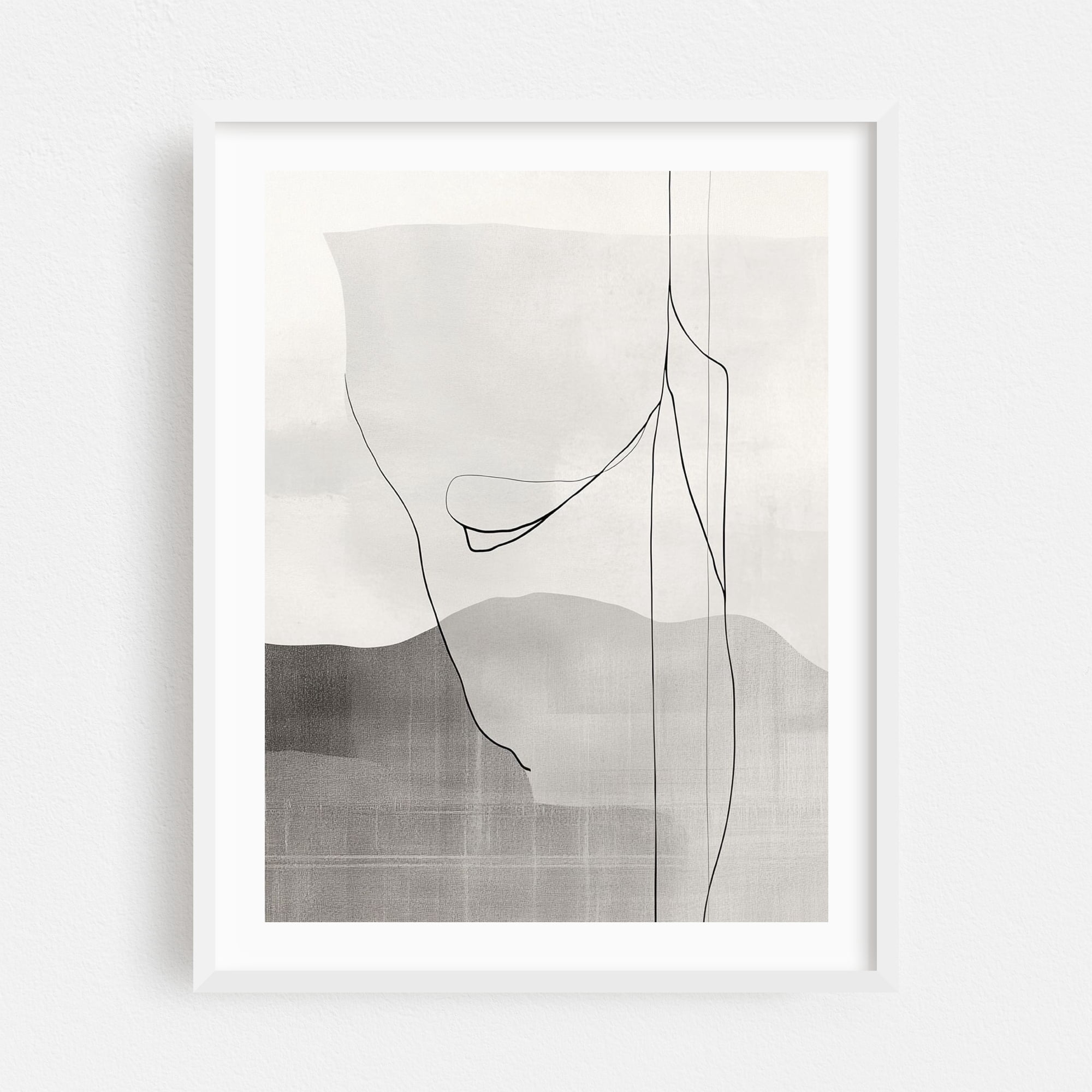Elegant Minimalist Line Art - Line Drawing White Framed Wall Art Print ...