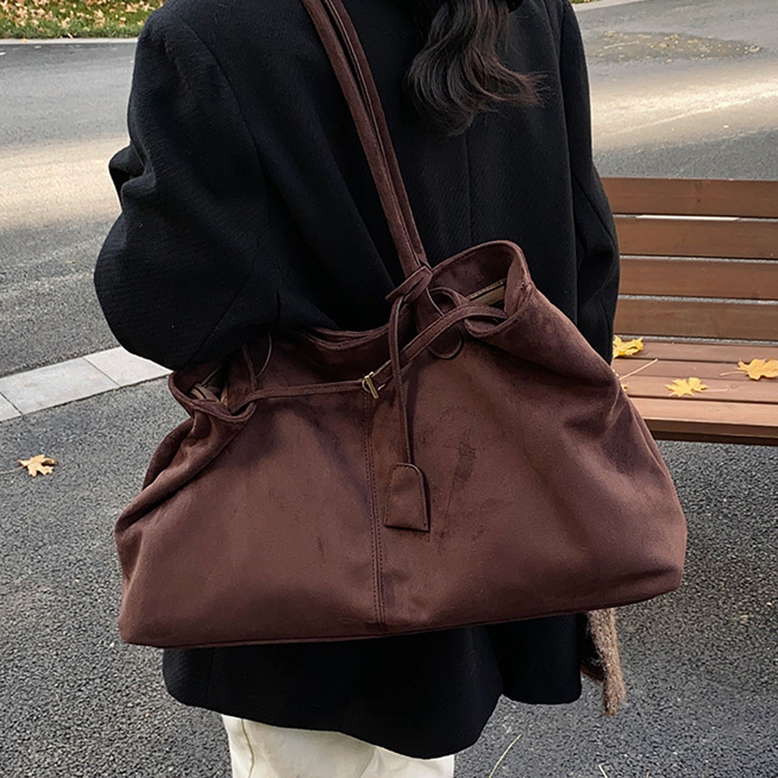 Elegant Minimalist Soft Shoulder Bag 20.47 x 11. x 4.92in PU Carryall ...