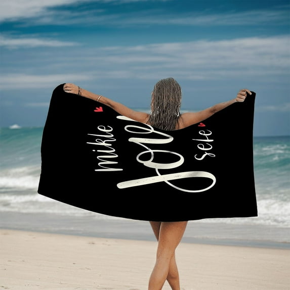 Elegant Minimalistic Beach Towel with Cursive ' mikle jove sele ...